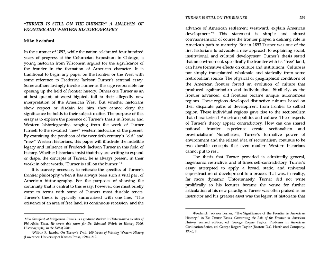 Turner is still on the burner | Study notes History | Docsity