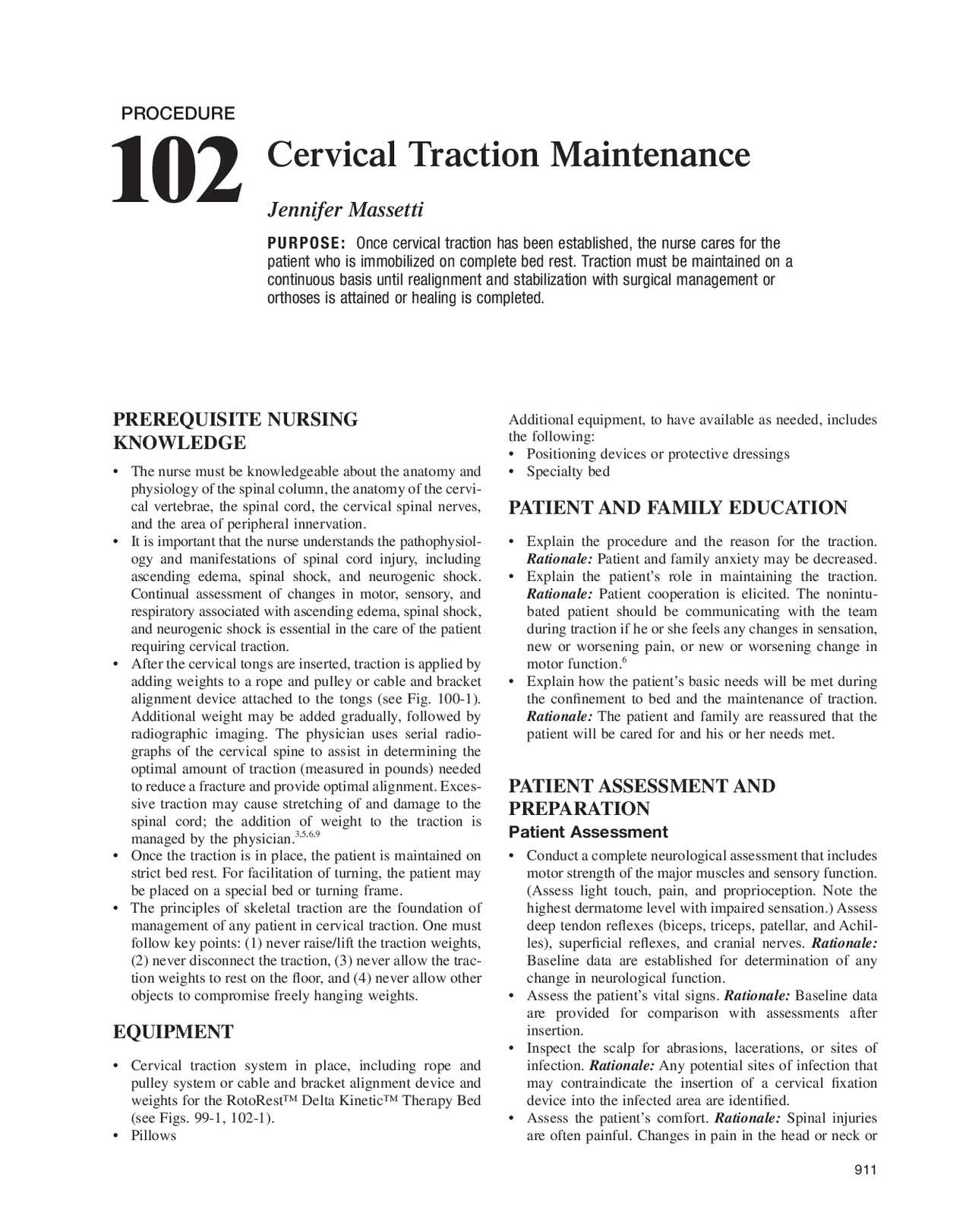 102 Cervical Traction Maintenance | Lecture notes Nursing | Docsity