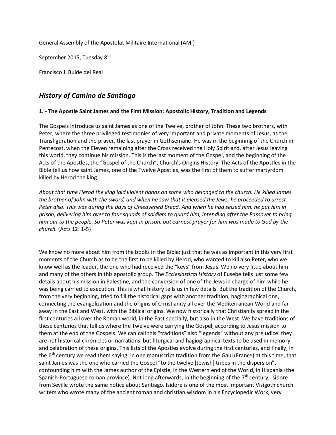 History of Camino de Santiago | Lecture notes English | Docsity