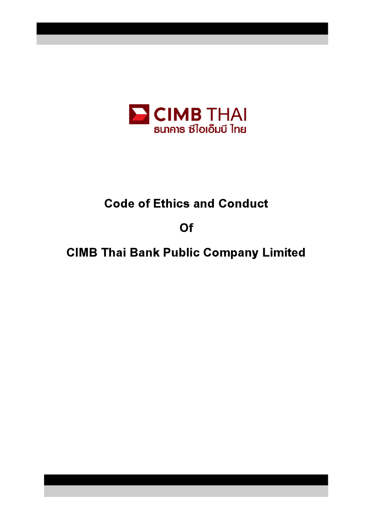 Code of Ethics and Conduct Of CIMB Thai Bank Public ... | Study notes ...