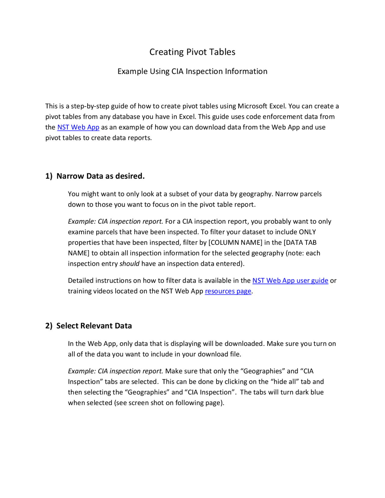 Creating Pivot Tables Neocando Summaries Geography Docsity
