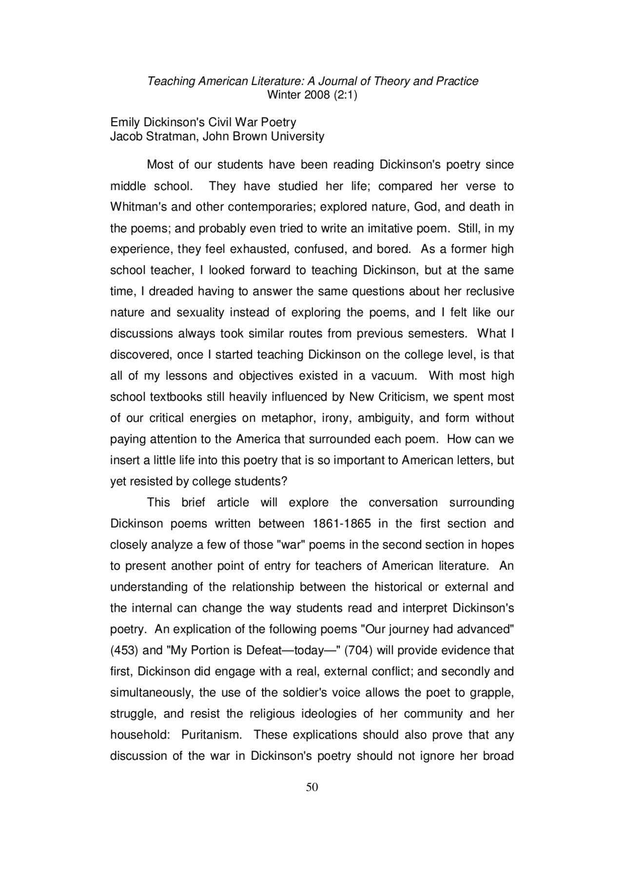 50 Emily Dickinson's Civil War Poetry Jacob Stratman, John ...