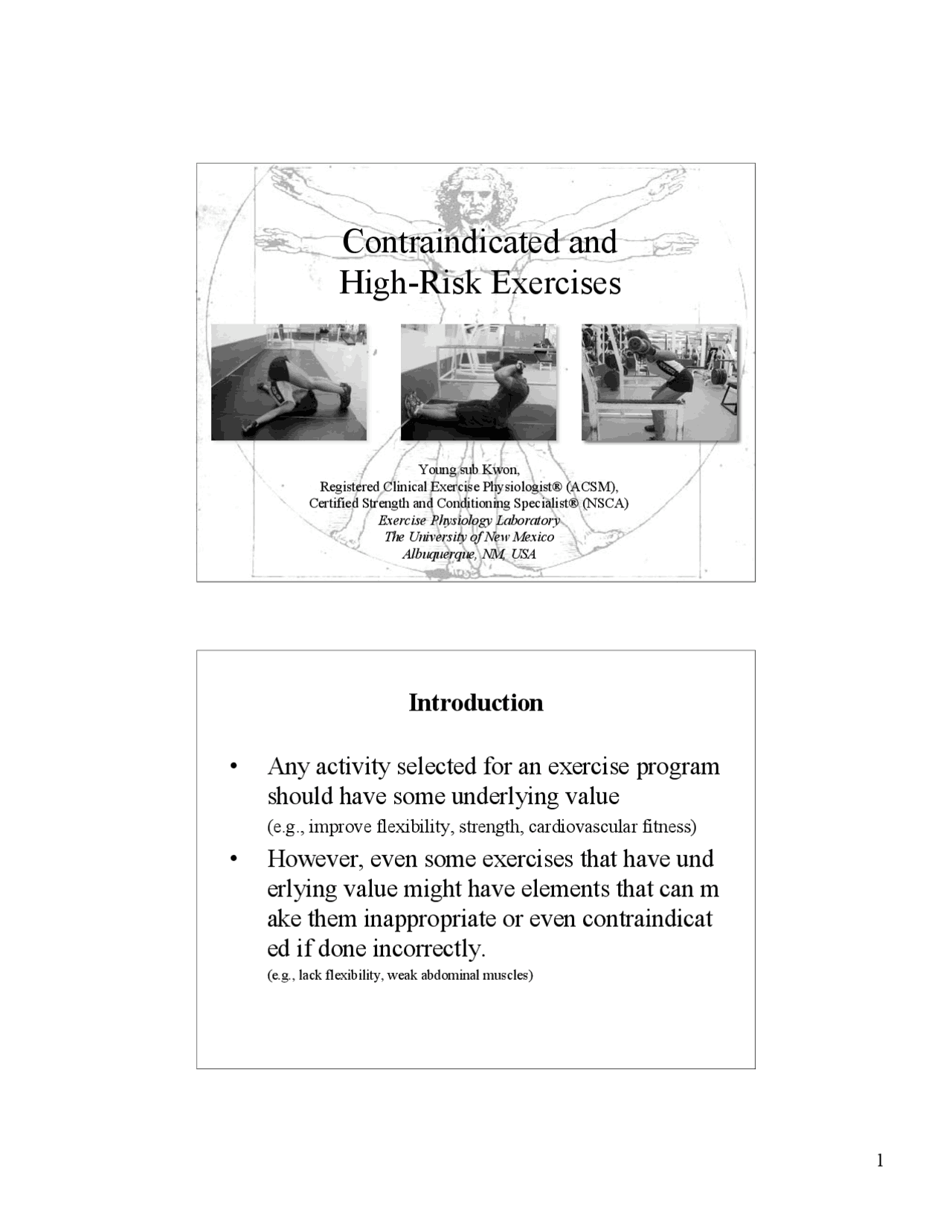 Contraindicated and High-Risk Exercises | Lecture notes Physiology ...