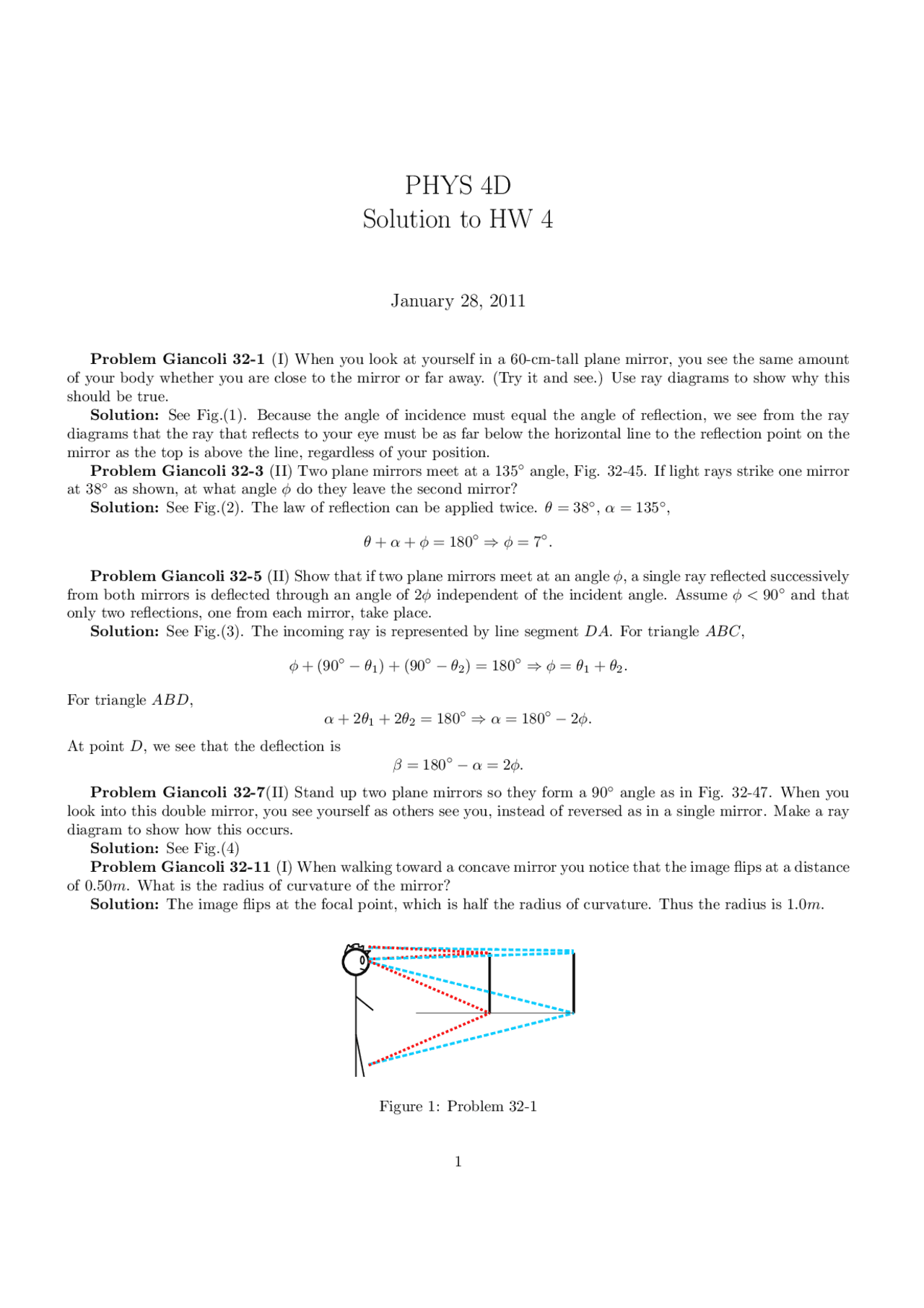 PHYS 4D Solution to HW 4 | Study notes Physics | Docsity