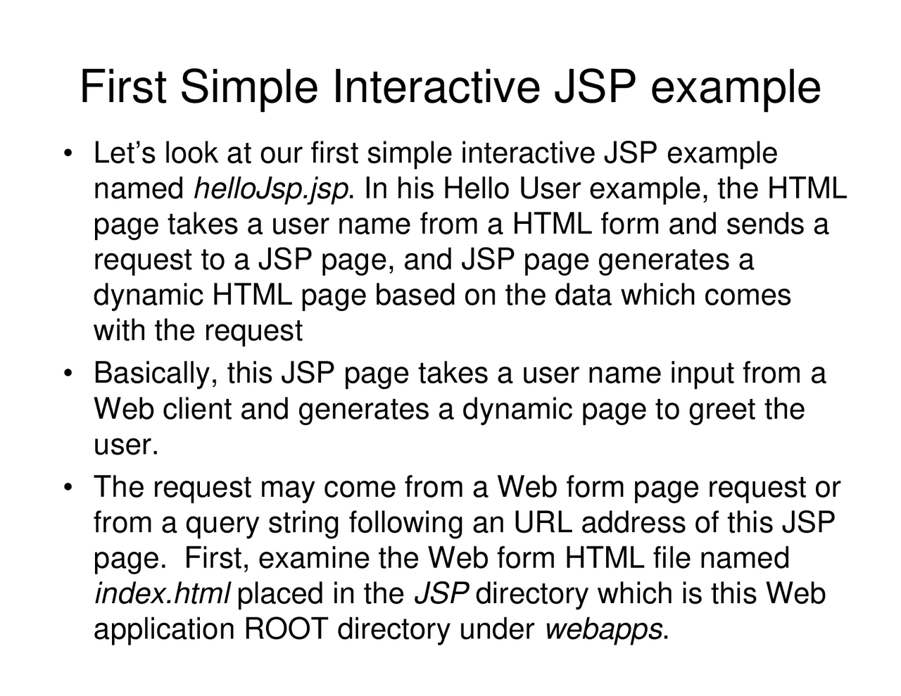 First Simple Interactive JSP example | Lecture notes Programming ...