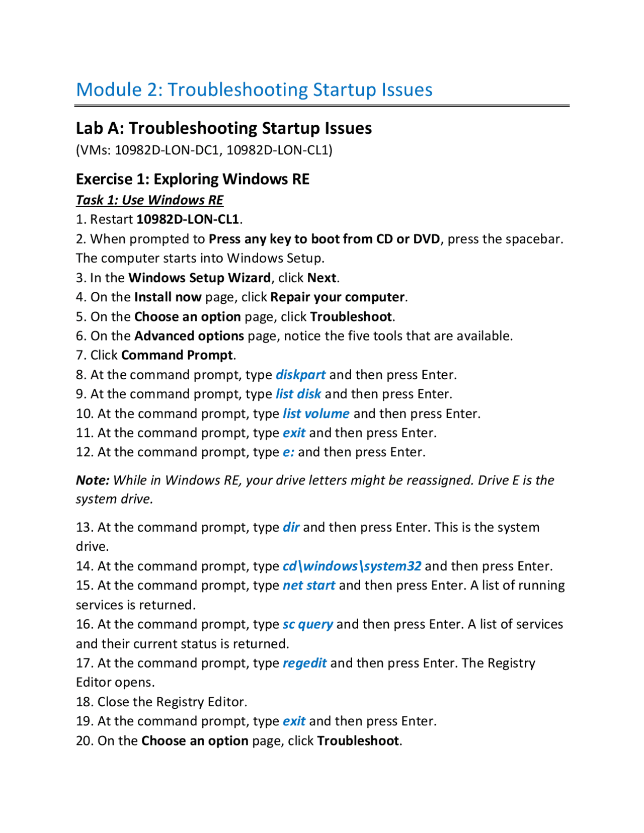 Module 2: Troubleshooting Startup Issues | Study notes Operating ...