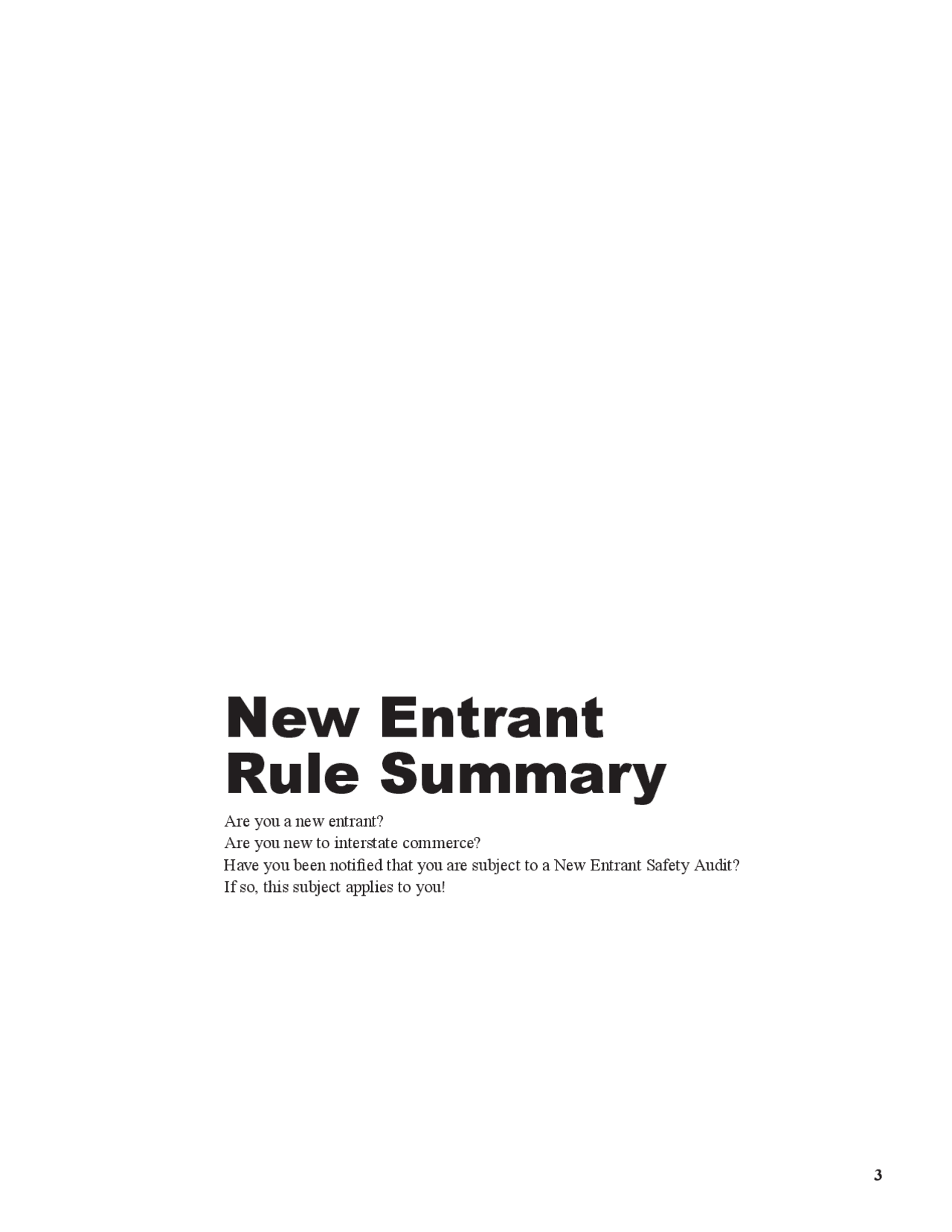 New Entrant Rule Summary | Study notes Auditing | Docsity