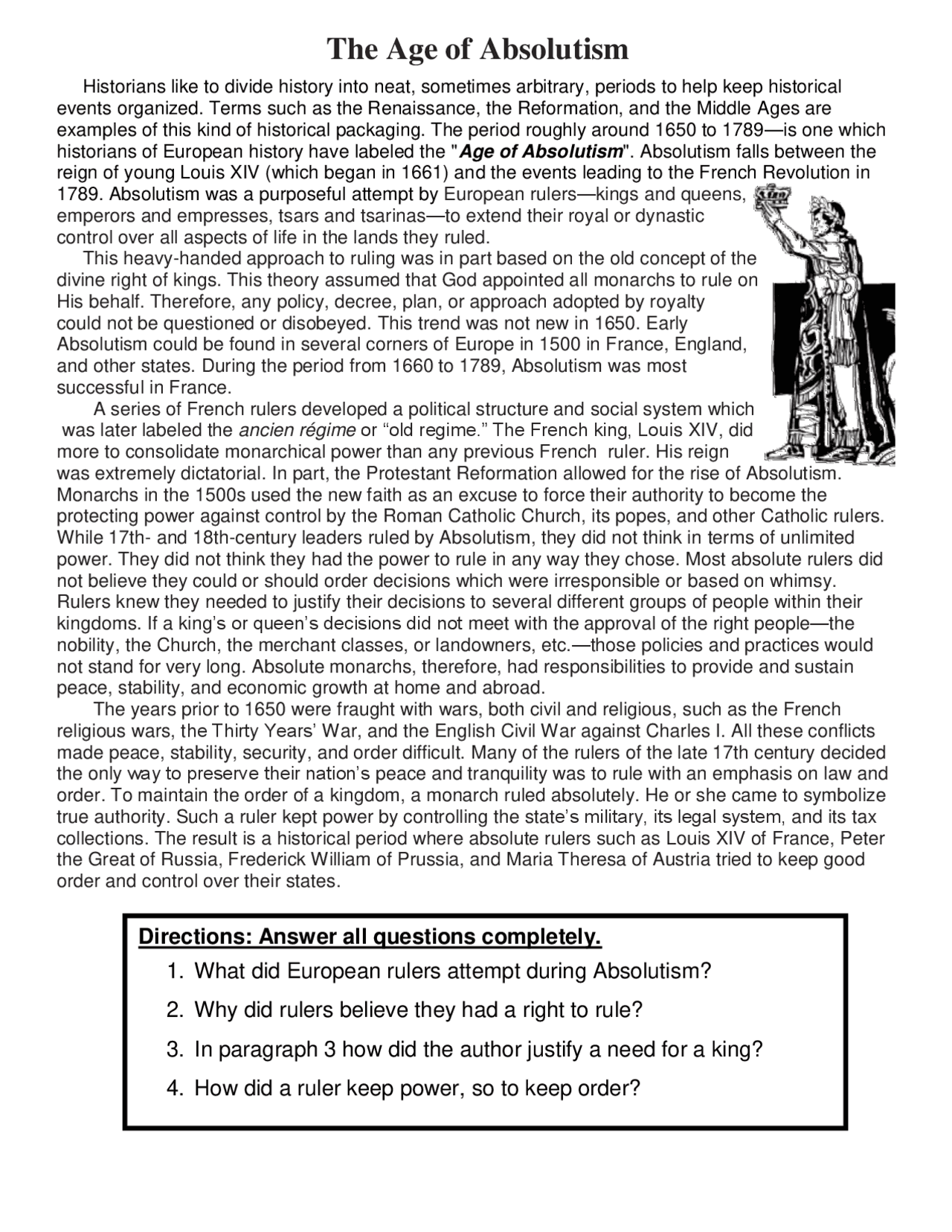 The Age of Absolutism: A Historical Overview | Schemes and Mind Maps ...