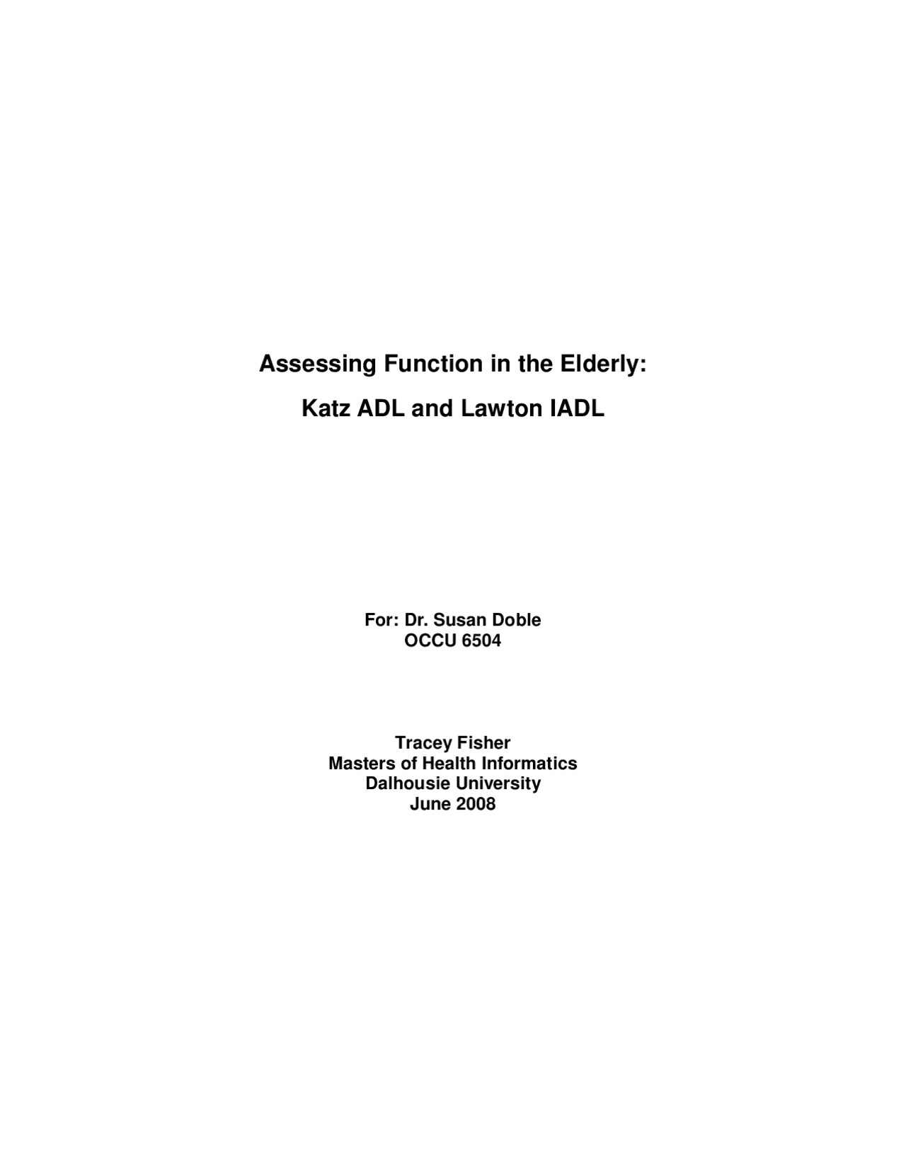 Assessing Function in the Elderly: Katz ADL and Lawton IADL | Summaries Epidemiology | Docsity