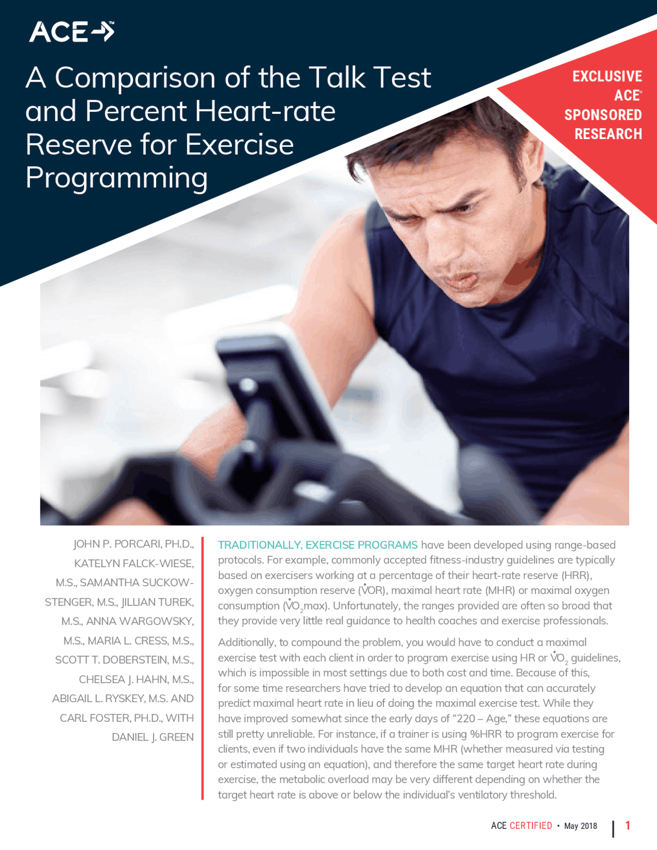 A Comparison of the Talk Test and Percent Heart-rate ... | Study notes ...