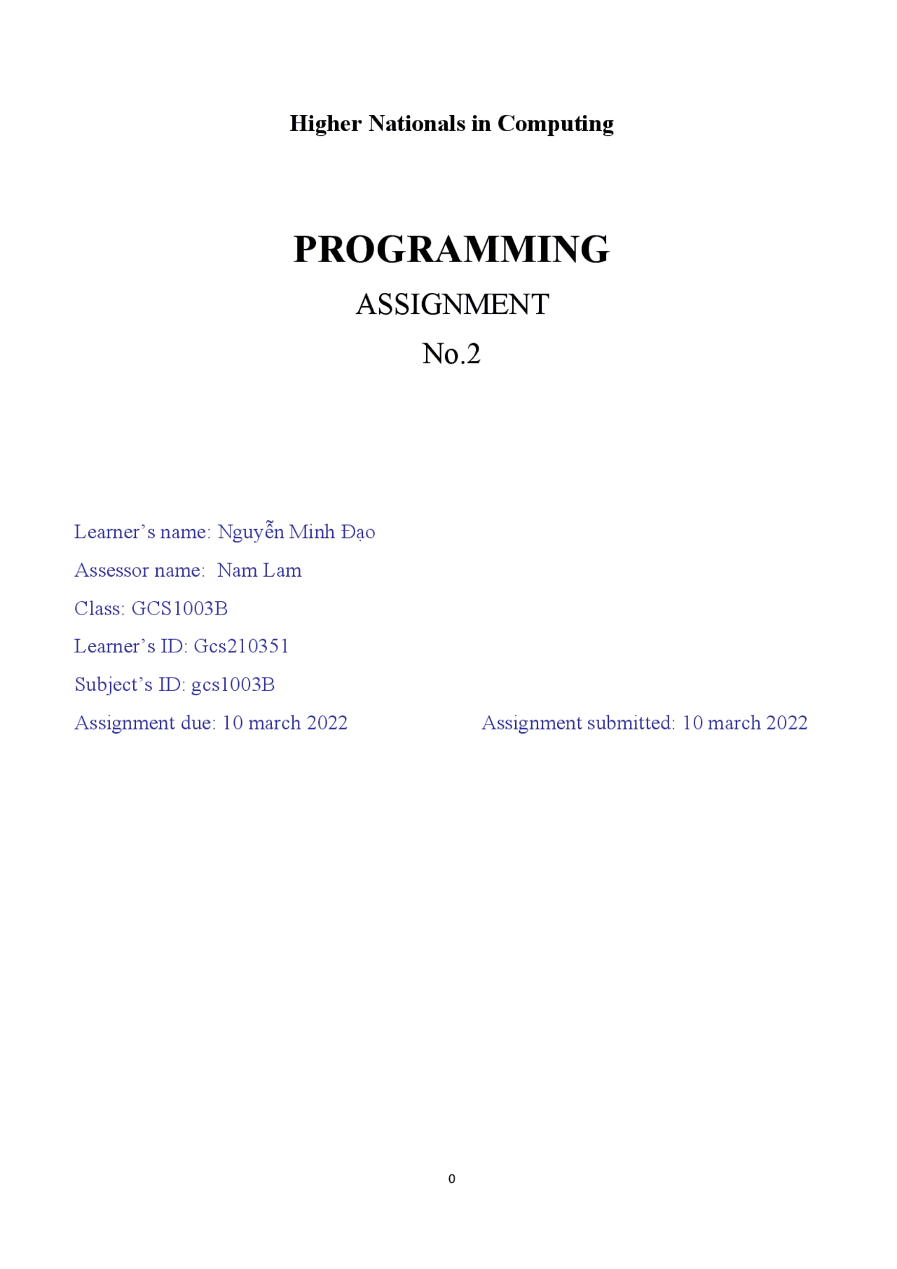 assignment2_1618_programming | Study Guides, Projects, Research Database Programming | Docsity