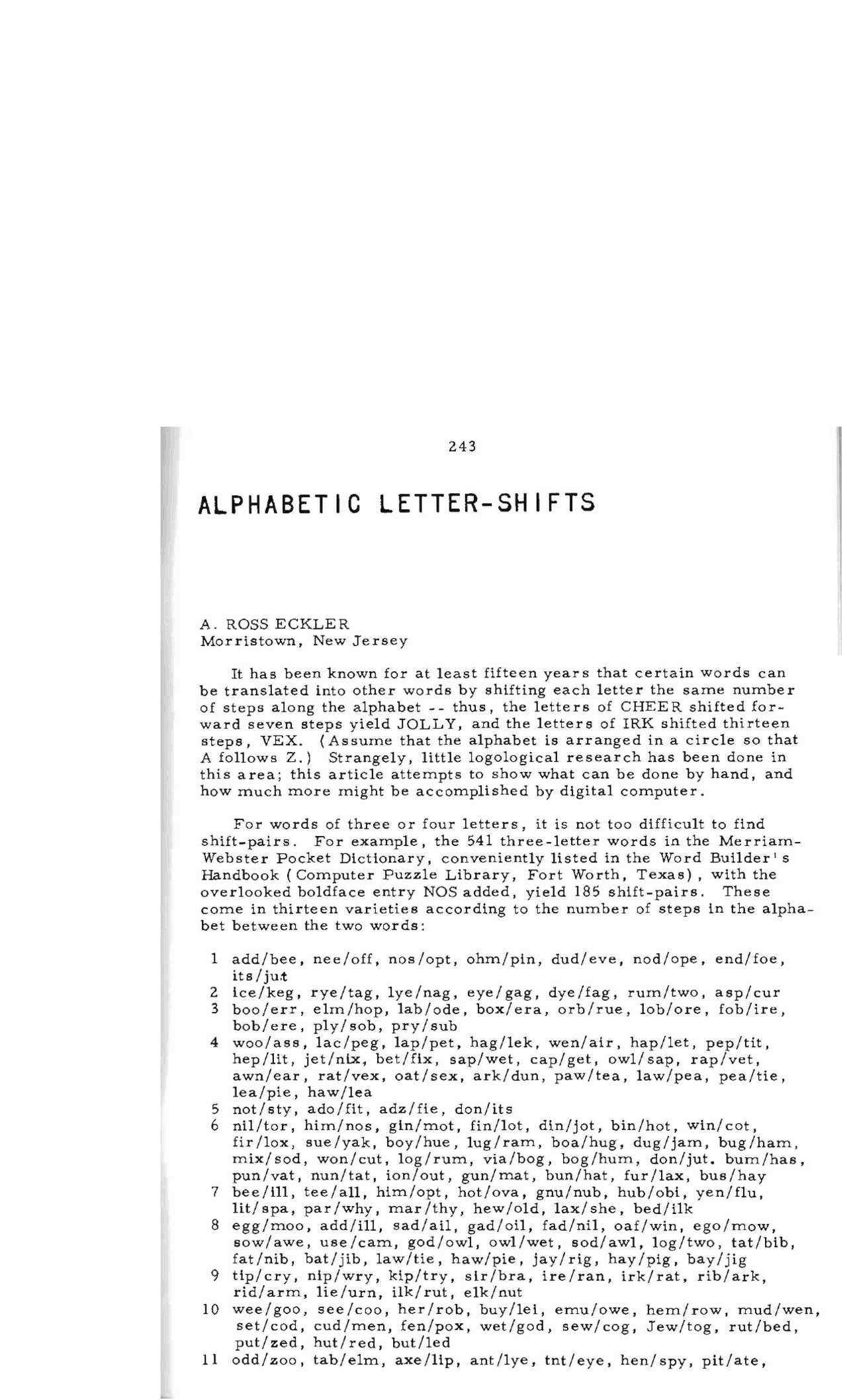 Alphabetic Letter-Shifts | Exercises Law | Docsity