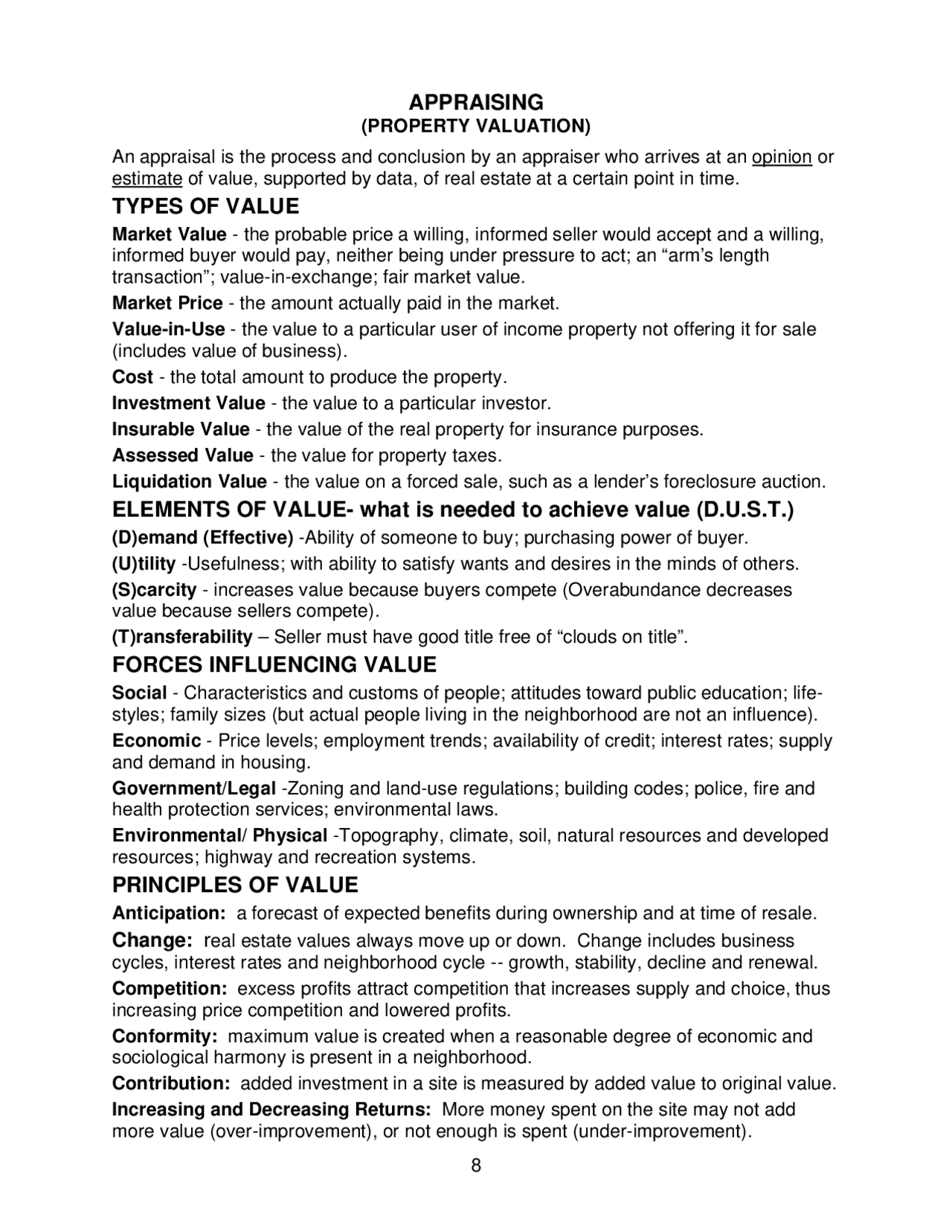 APPRAISING TYPES OF VALUE ELEMENTS OF VALUE | Study notes Business ...