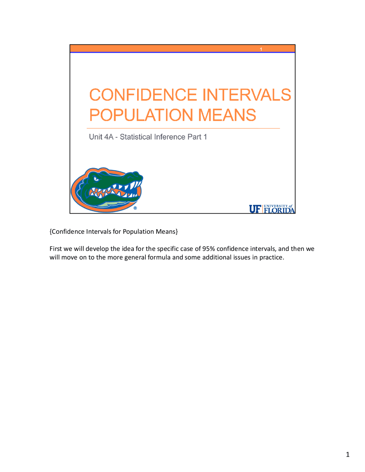 Confidence Intervals For Population Means Summaries Statistics Docsity