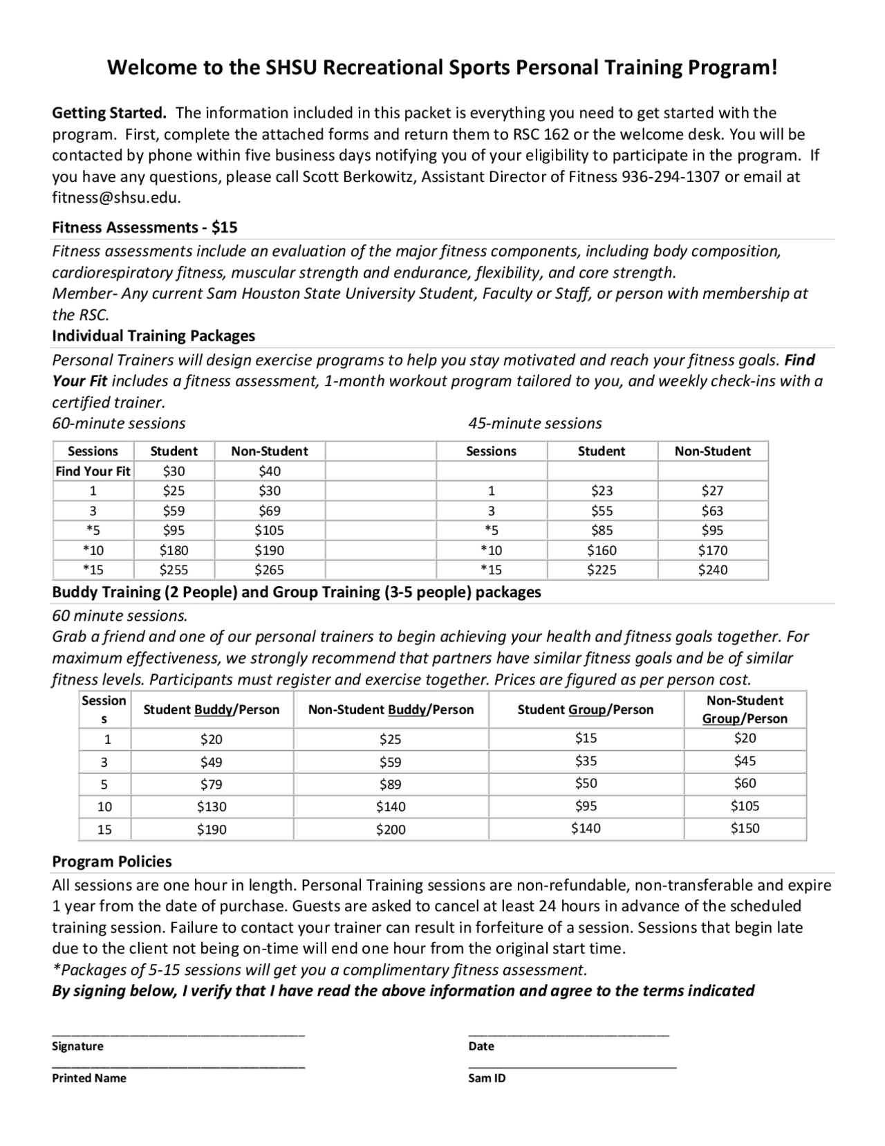 The SHSU Recreational Sports Personal Training Program! | Study notes ...