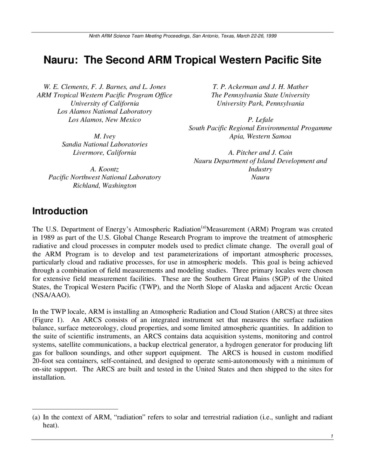 Nauru: The Second ARM Tropical Western Pacific Site | Slides Earth ...