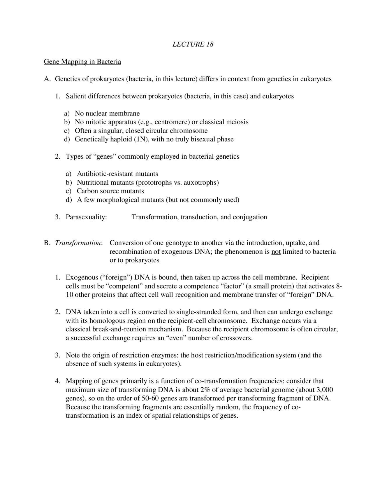 Lecture 18pdf Exams Genetics Docsity