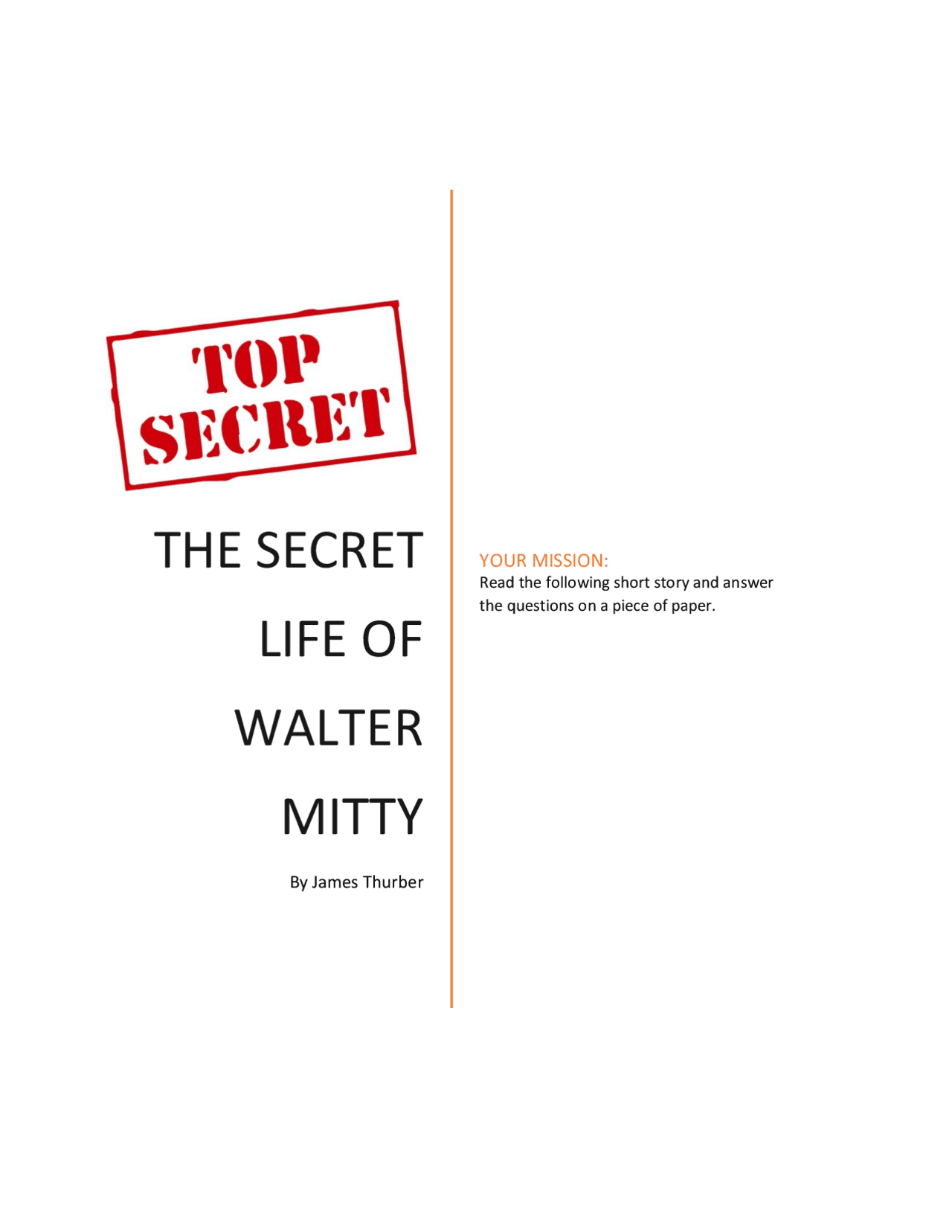 The Secret Life of Walter Mitty | Lecture notes English Literature ...