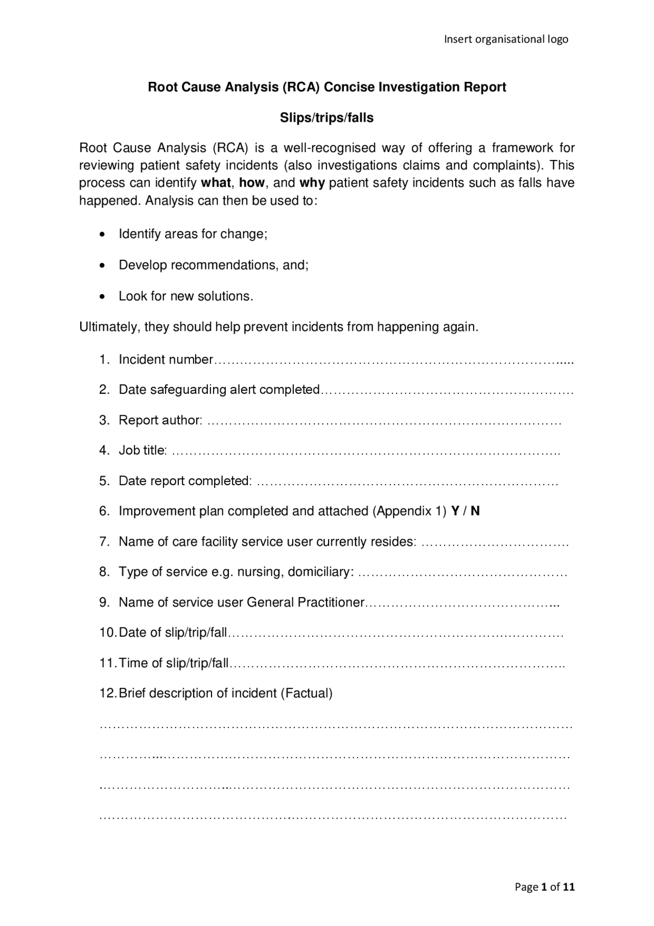 Root Cause Analysis (RCA) Concise Investigation Report | Summaries ...