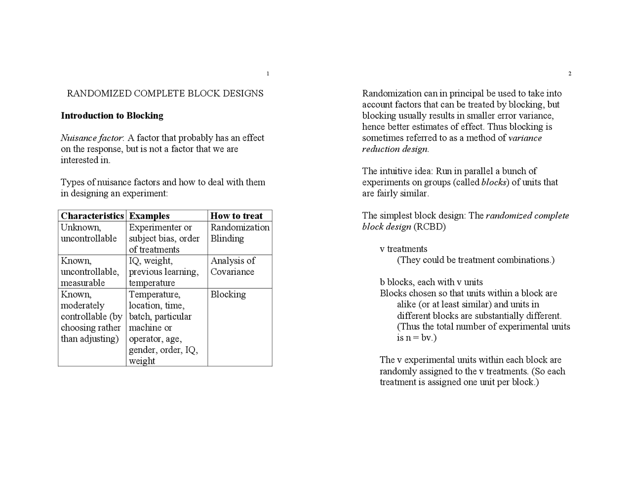 Randomized Complete Block Designs Slides Design Docsity