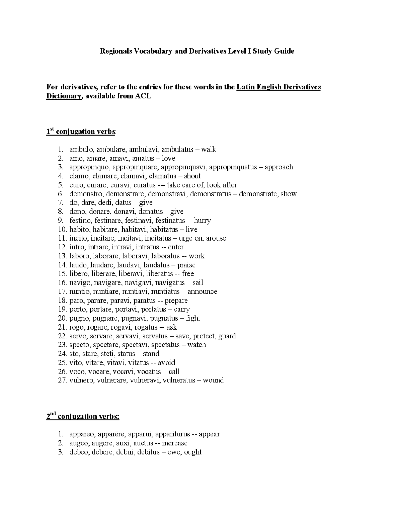 Regionals Vocabulary and Derivatives Level I Study Guide | Schemes and ...