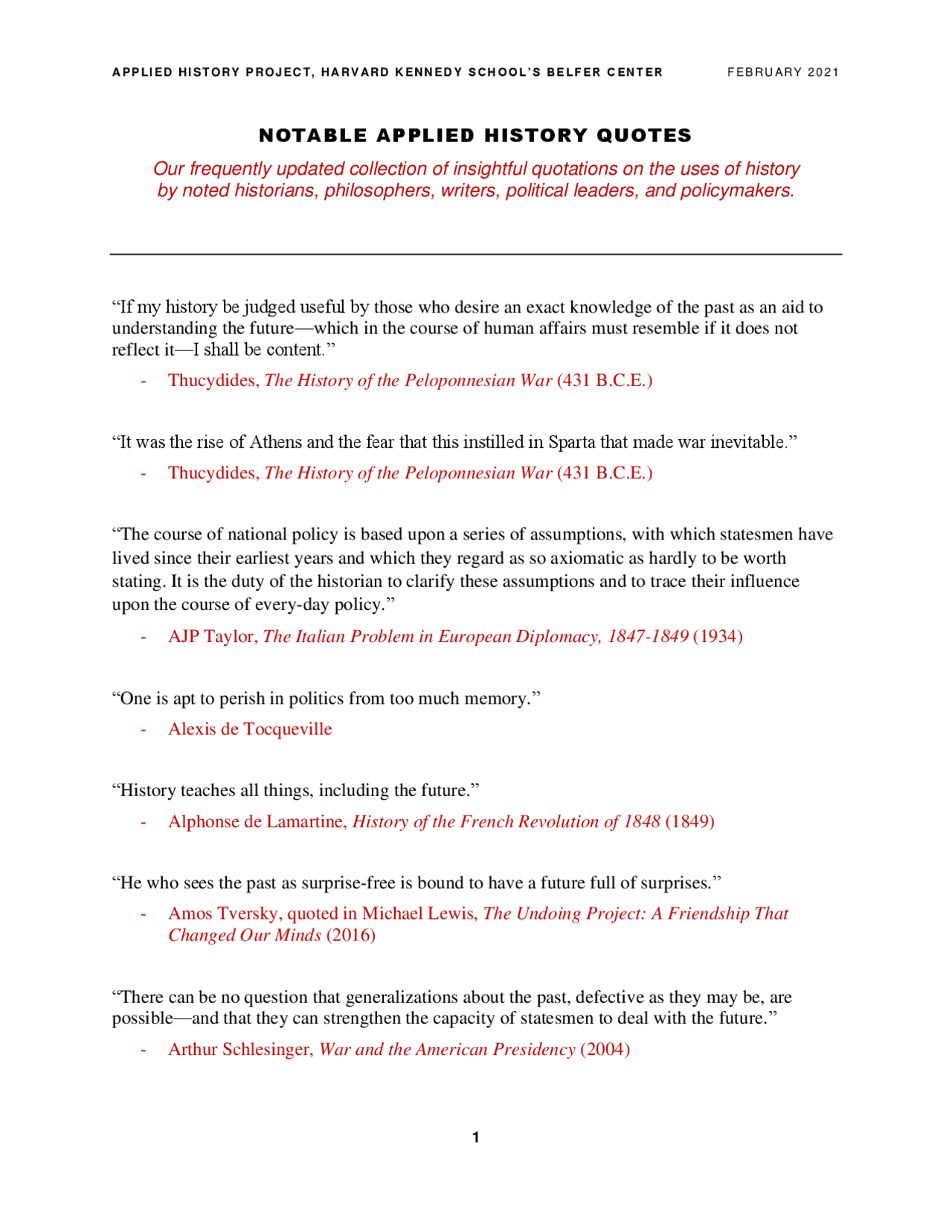 notable applied history quotes | Slides History | Docsity
