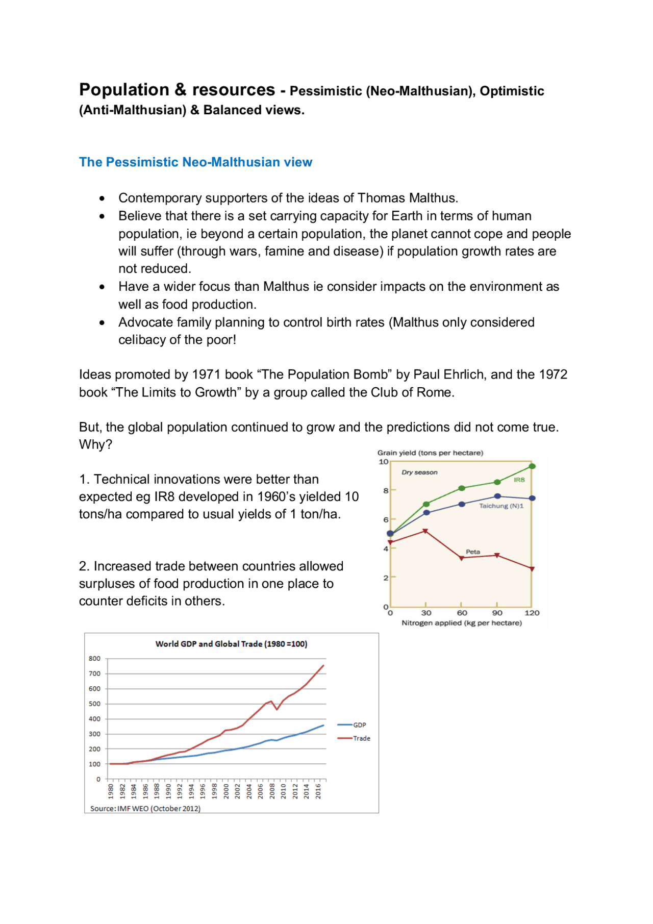Population & resources | Study notes Technology | Docsity