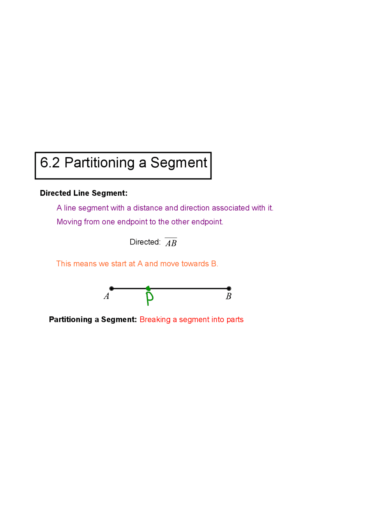 6.2 Partitioning a Segment | Exams Calculus | Docsity