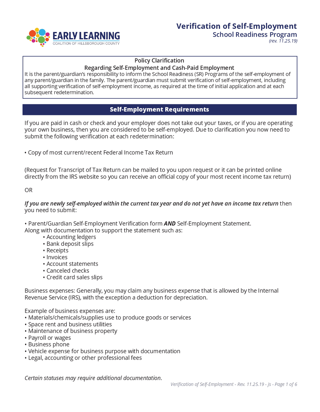 Verification Of Self Employment Summaries Business Docsity