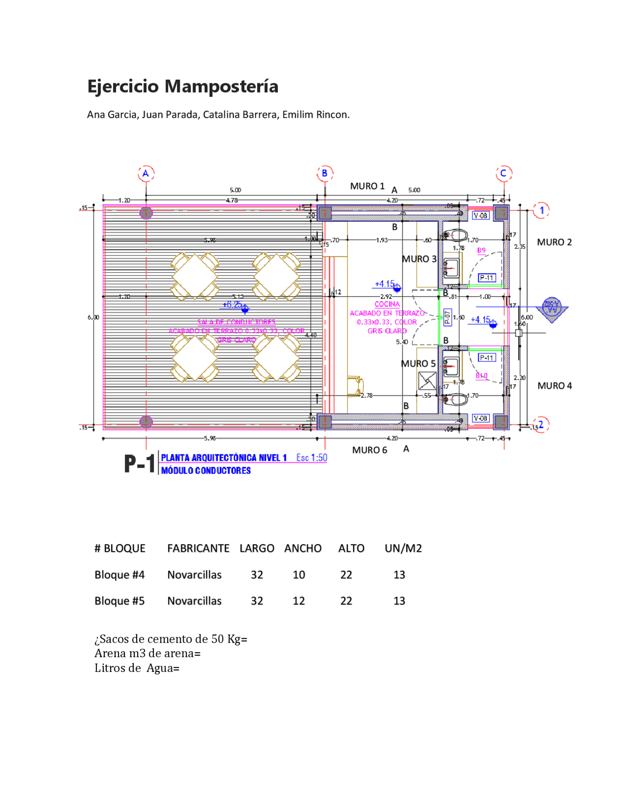 Ejercicio Mamposteria Ejercicios De Construcción Docsity
