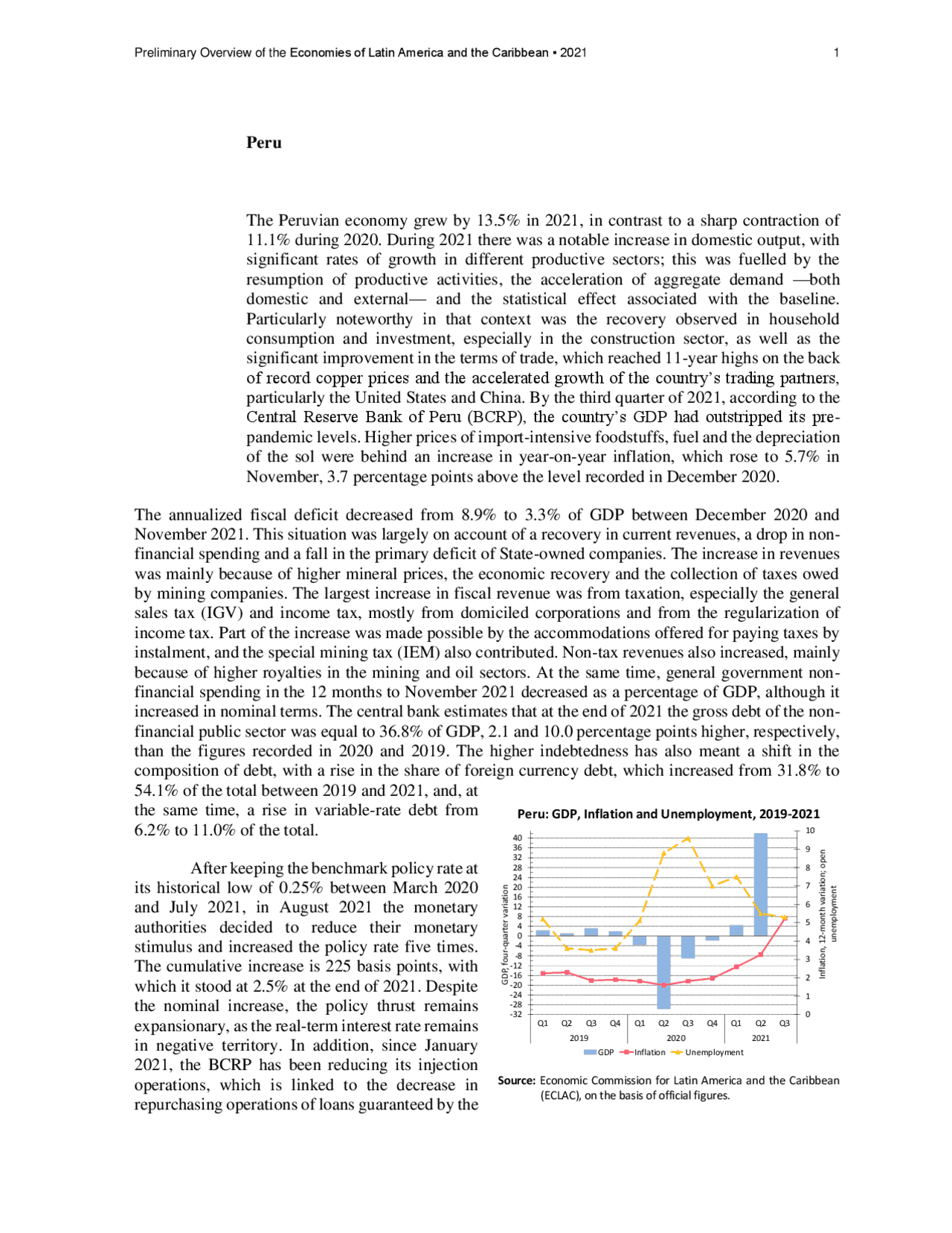 Peru The Peruvian economy grew by 13.5% in 2021, in ... | Study notes ...