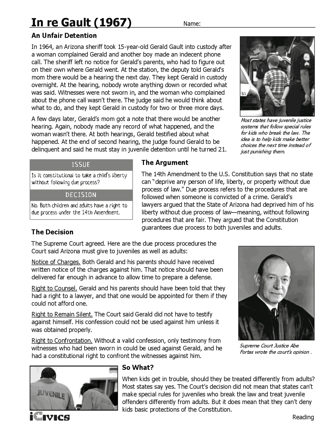 In re Gault (1967) | Slides Law | Docsity