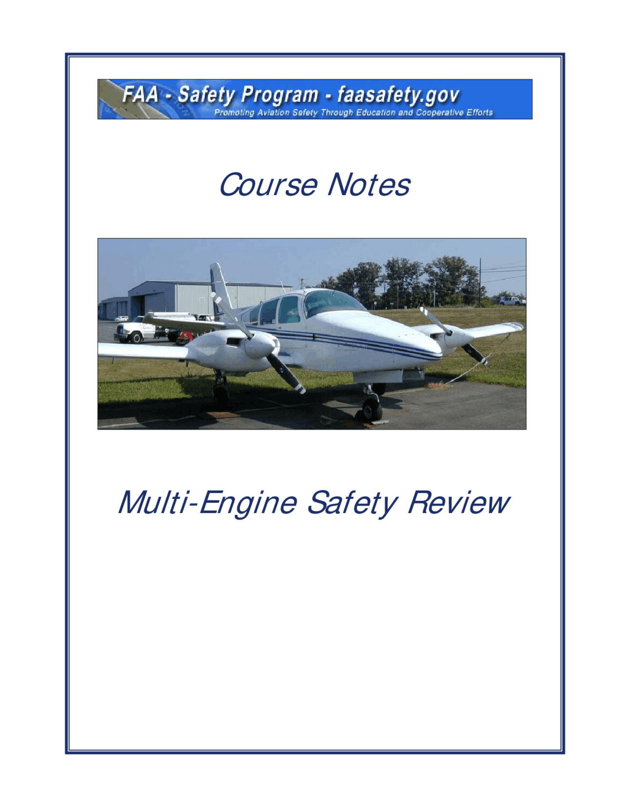 Course Notes Multi-Engine Safety Review | Exams Aerodynamics | Docsity