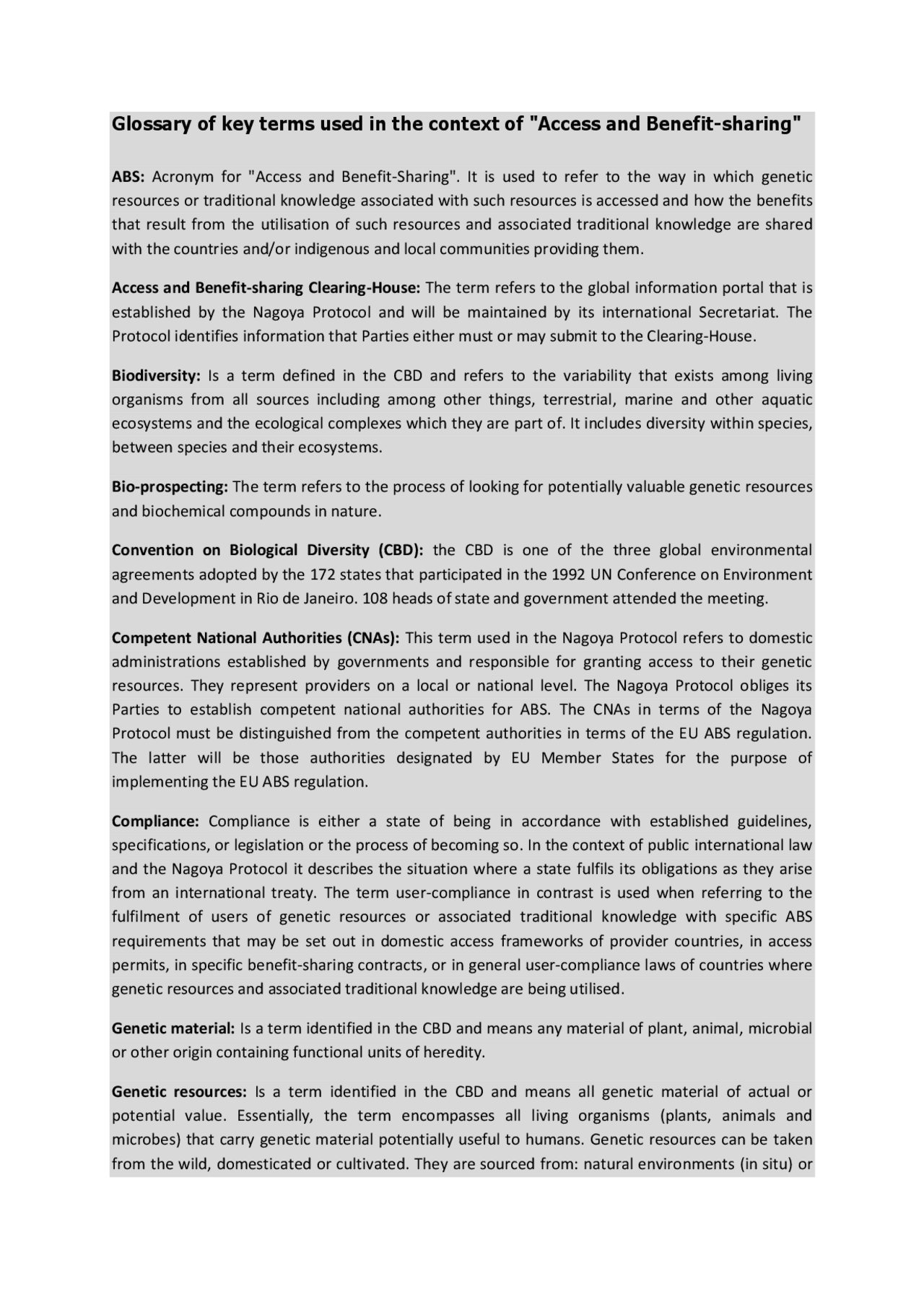 Glossary of key terms used in the context of "Access and ...