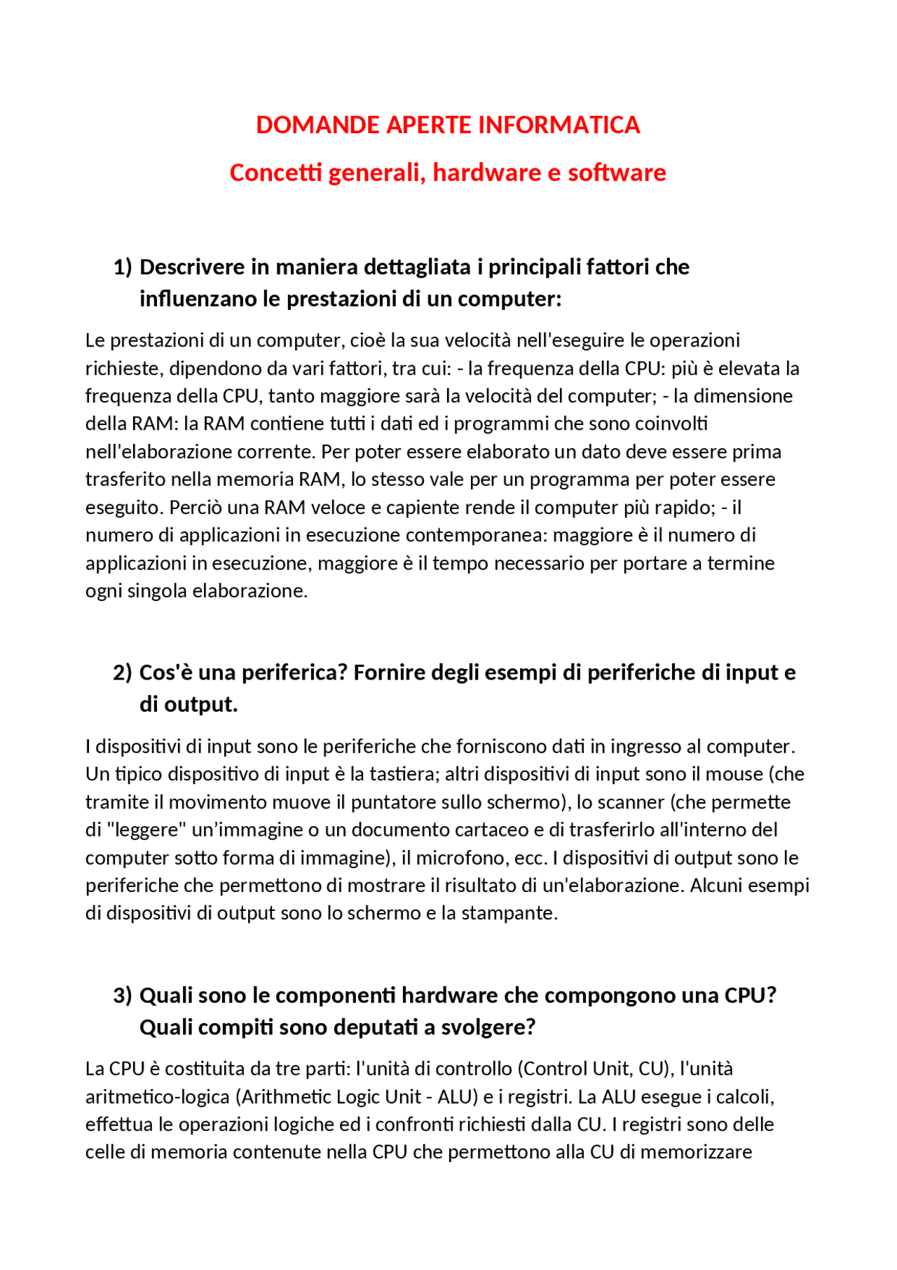 Domande Aperte di Informatica, Prof. Riccardo Botteri, e-Campus, Aggiornate al 03/2023 | Panieri ...