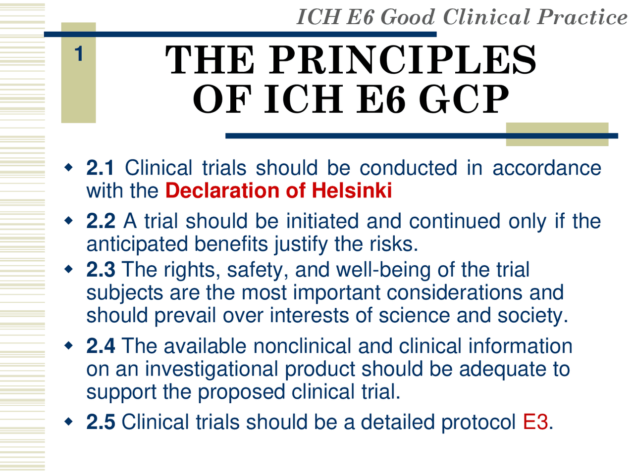 THE PRINCIPLES OF ICH E6 GCP | Slides Design | Docsity