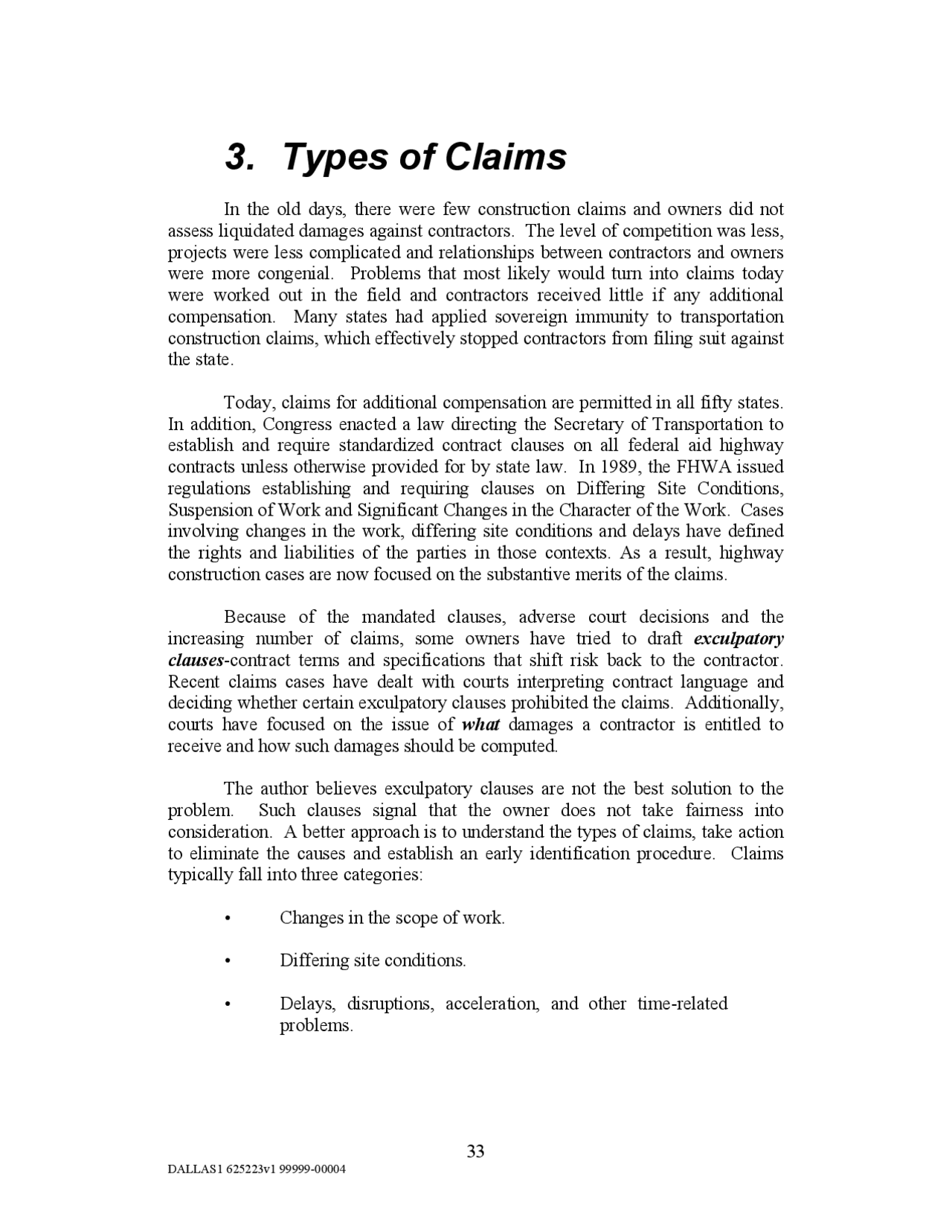 3. Types of Claims | Lecture notes Construction | Docsity