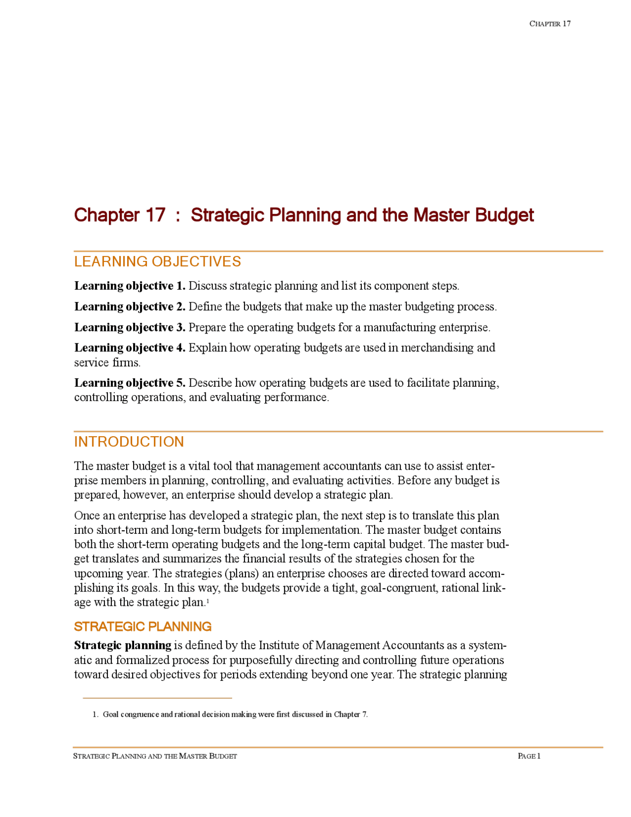 Chapter 17 : Strategic Planning and the Master Budget | Exercises ...