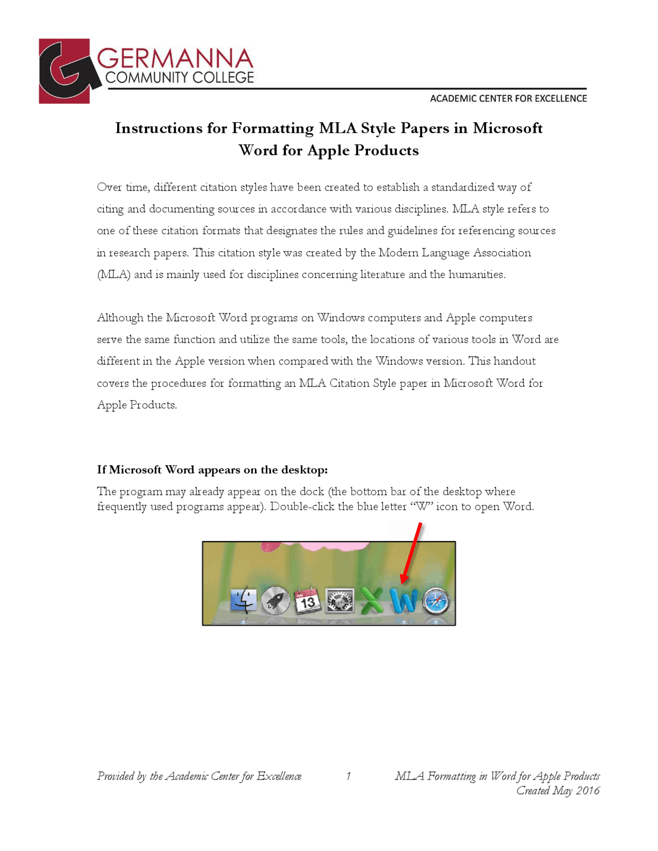 Instructions for Formatting MLA Style Papers in Microsoft Word ...