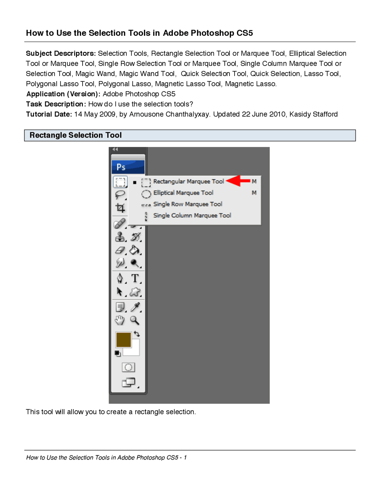 How to Use the Selection Tools in Adobe Photoshop CS5 | Exams Photoshop | Docsity