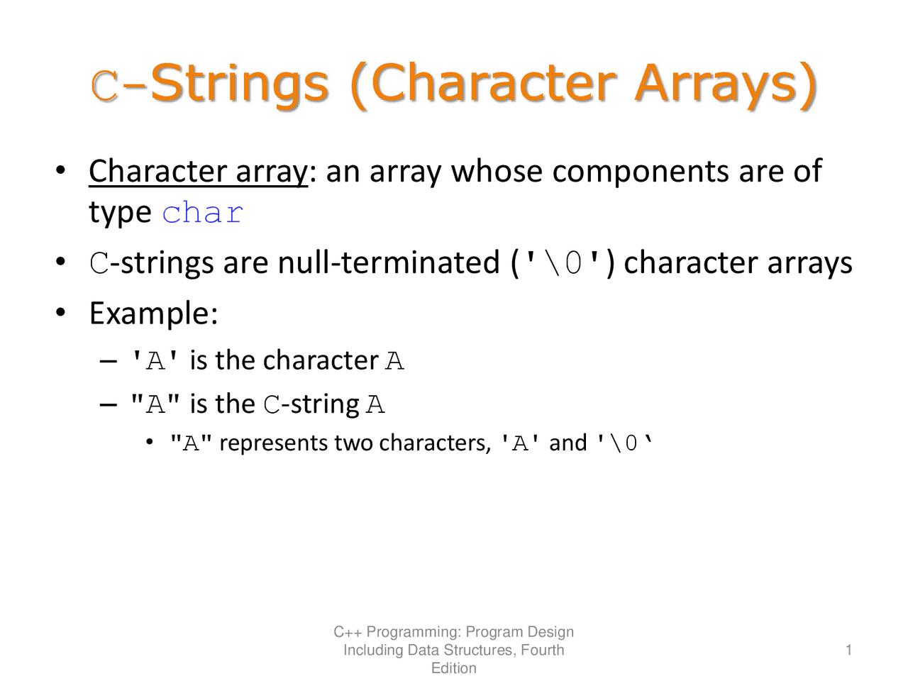 C-Strings (Character Arrays) | Schemes and Mind Maps Design | Docsity