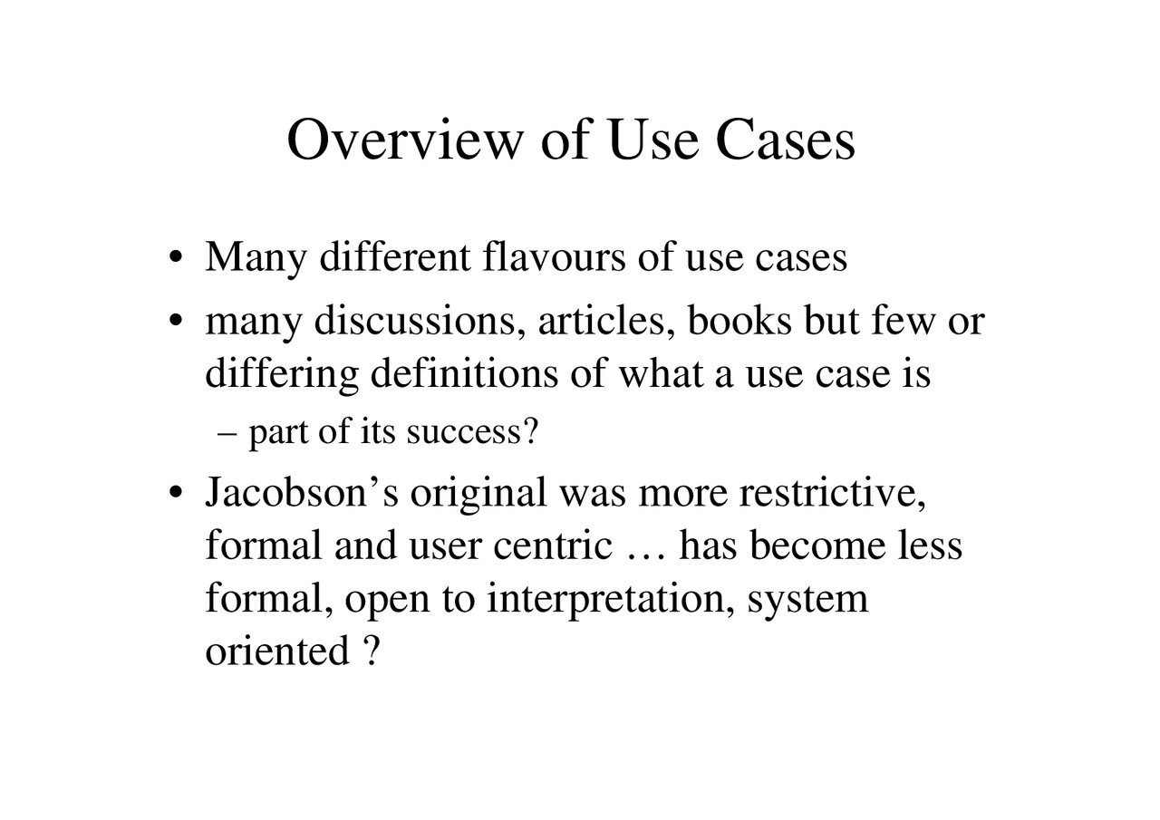 Overview Of Use Cases Summaries Technology Docsity