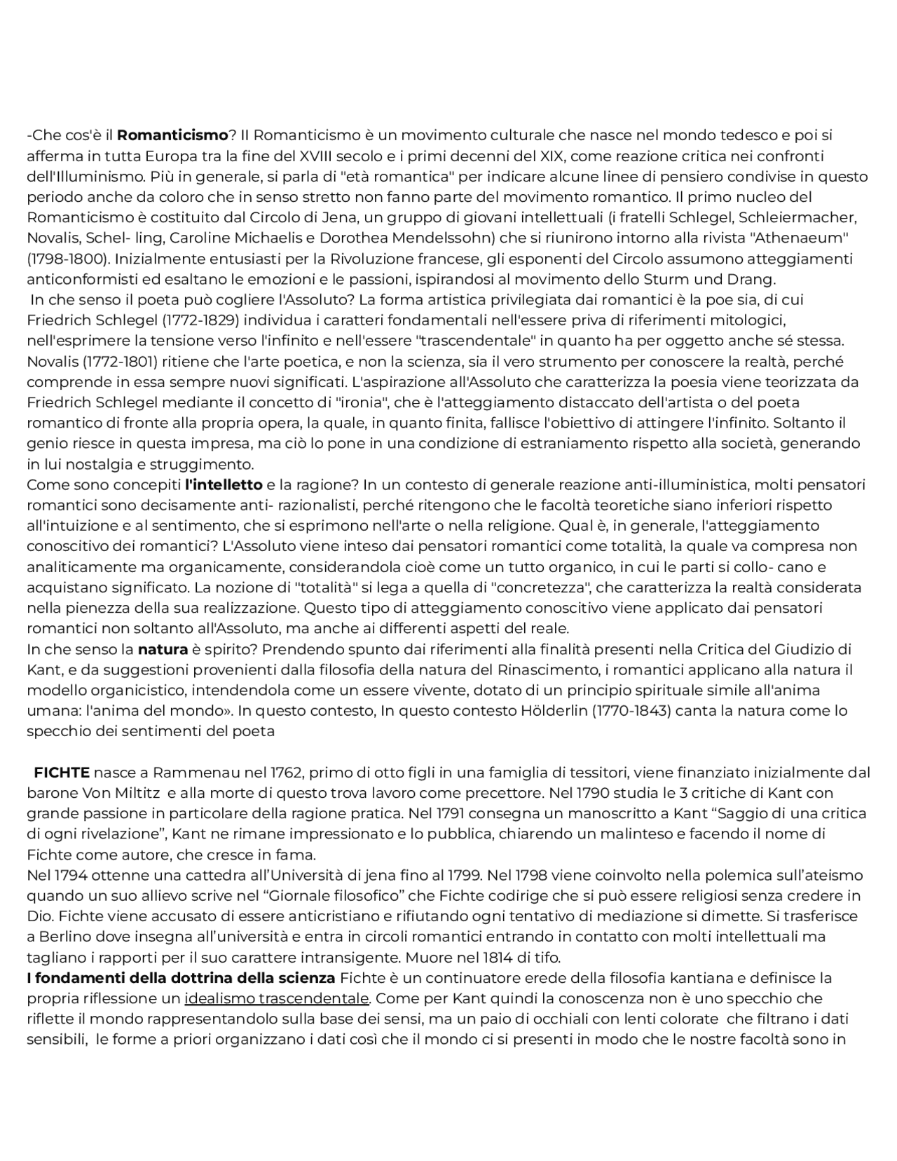 Il Pensiero Di Fichte E Schelling Appunti Di Filosofia Docsity