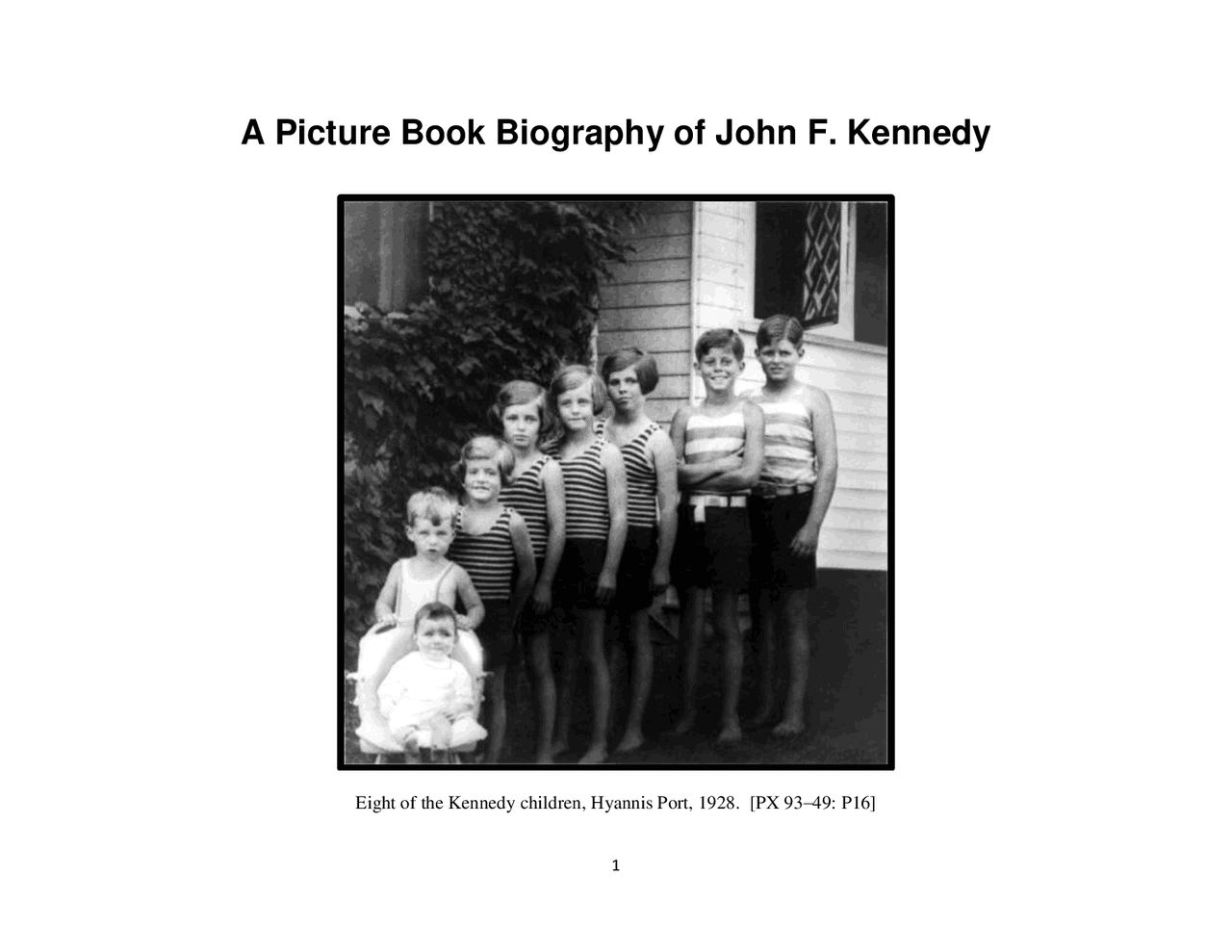 A Picture Book Biography of John F. Kennedy | Slides Law | Docsity