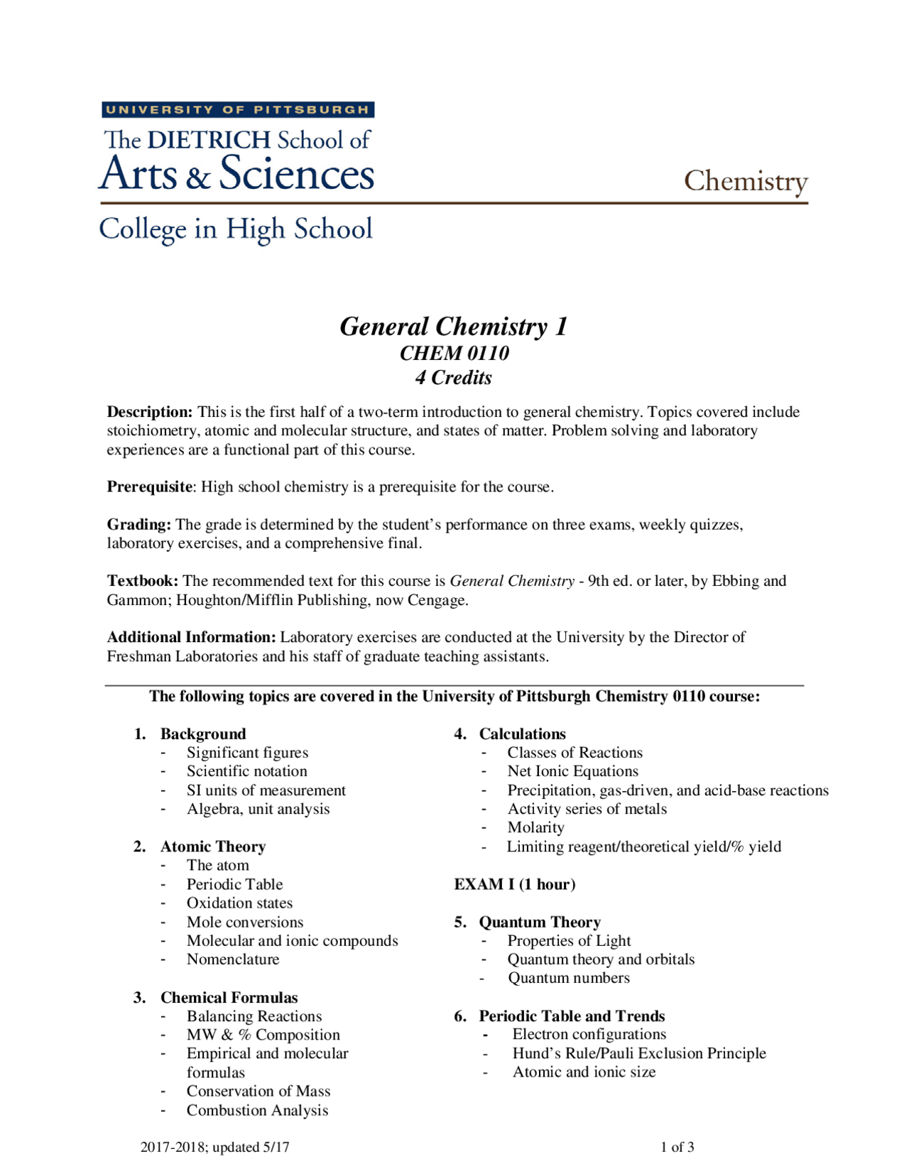 General Chemistry 1 | Slides Chemistry | Docsity