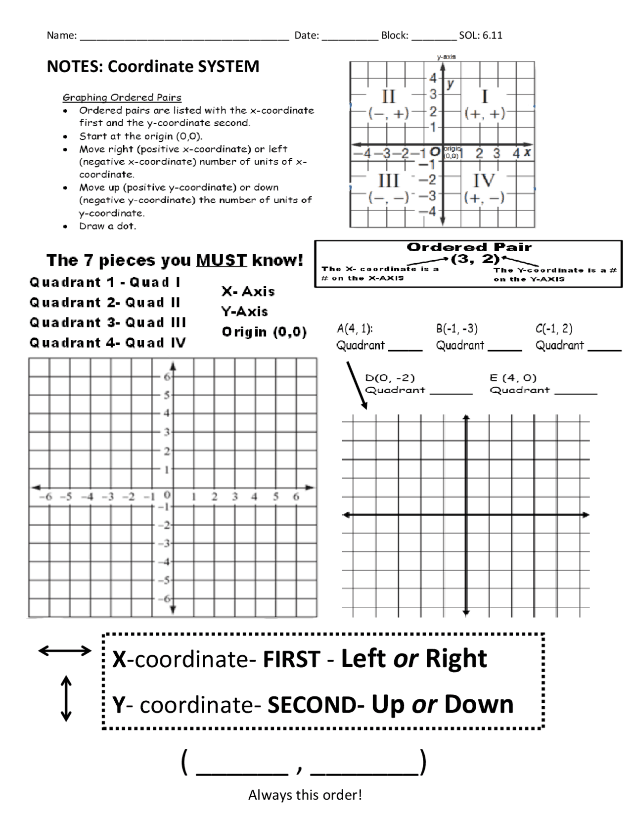X Coordinate First Exercises Pre Calculus Docsity