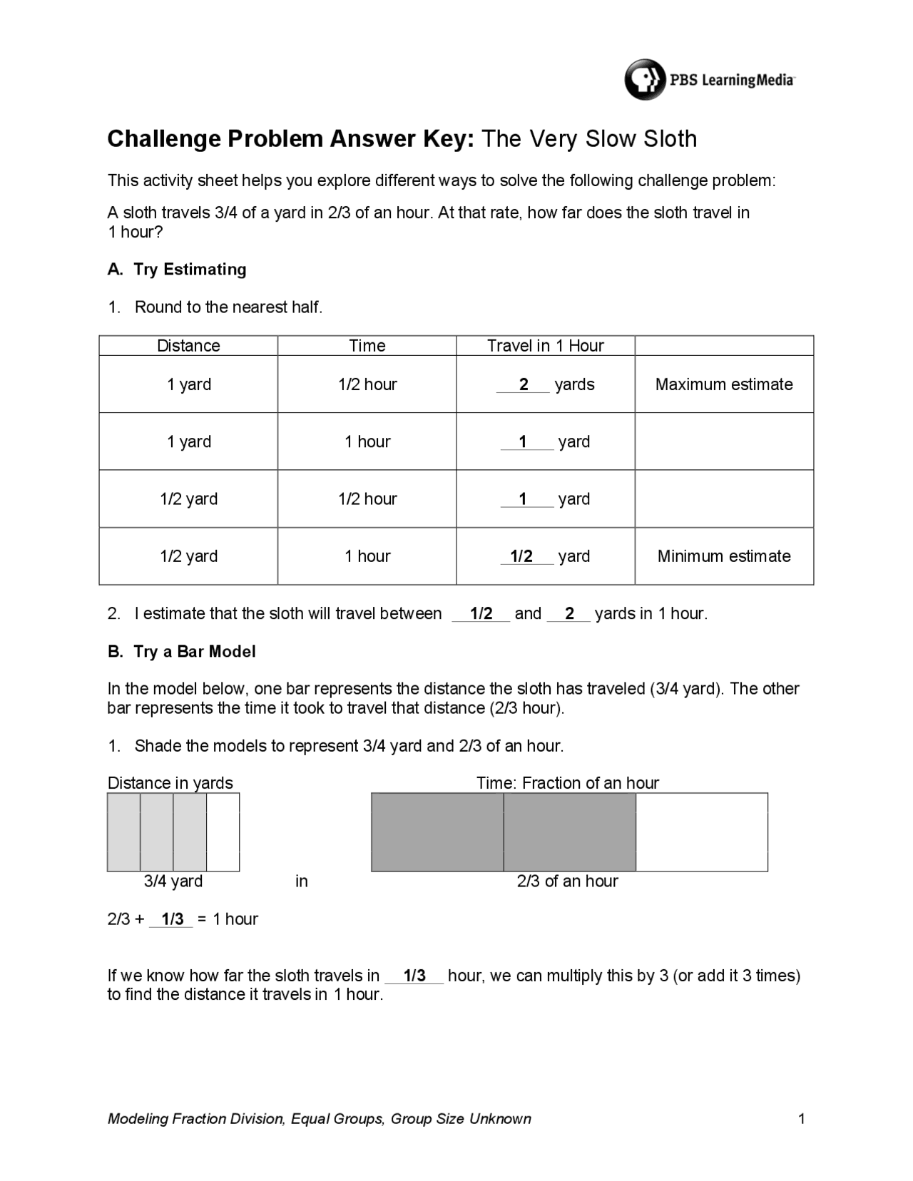 Challenge Problem Answer Key: The Very Slow Sloth | Study notes ...