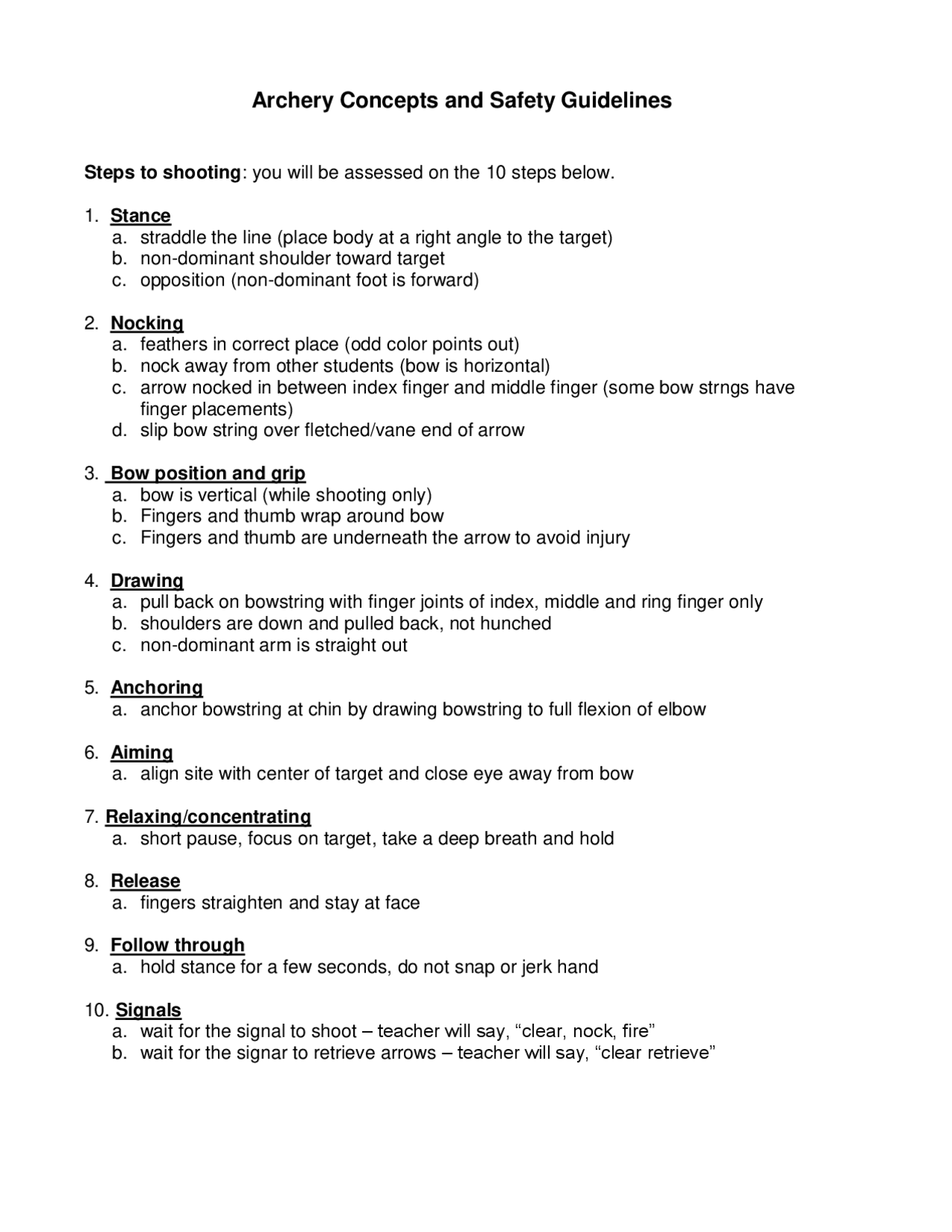 Archery Concepts and Safety Guidelines | Lecture notes Sport Studies ...