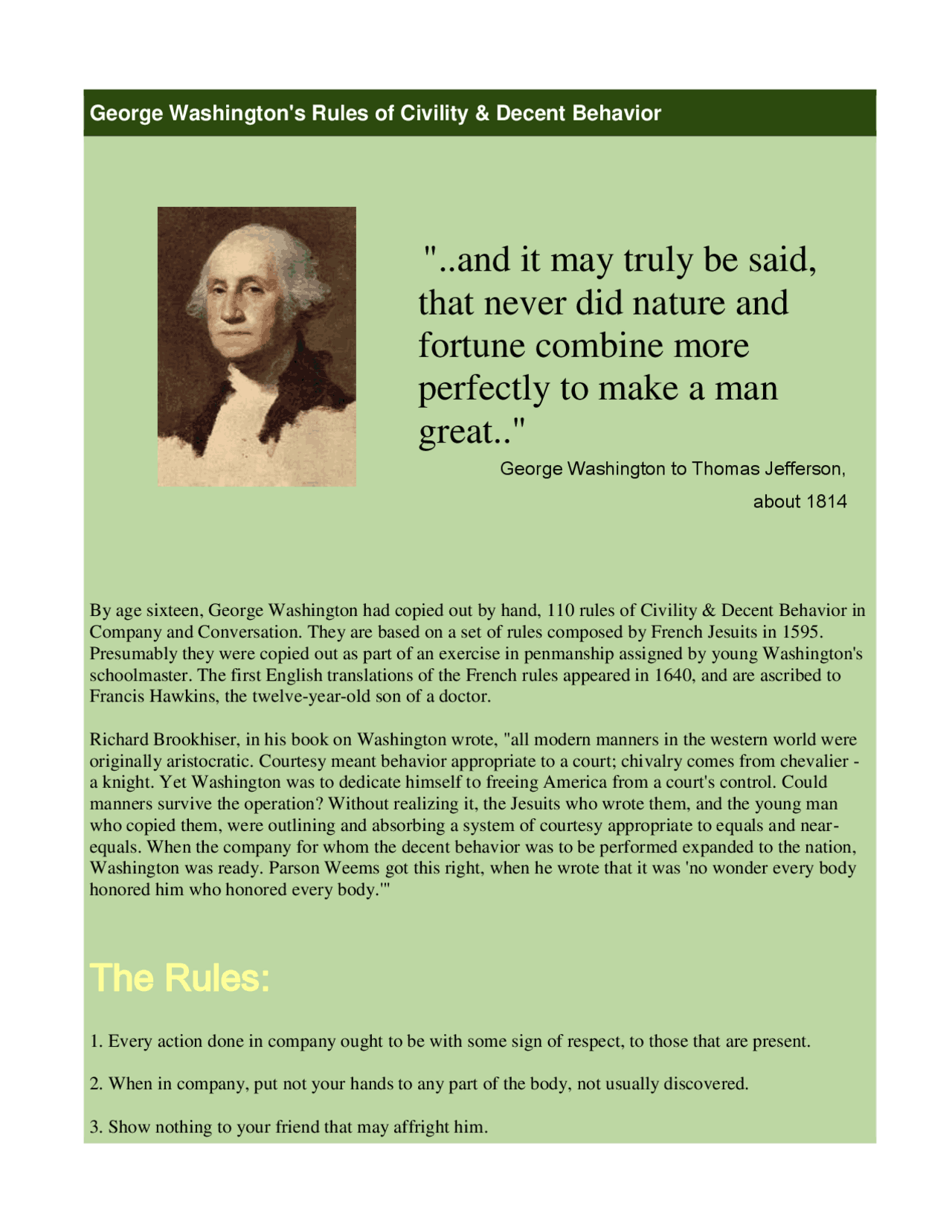 George Washington's Rules of Civility & Decent Behavior | Slides French ...