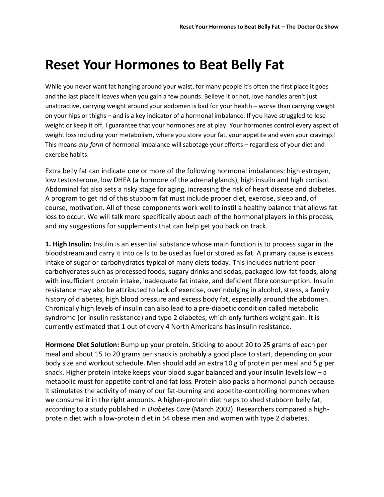 Reset Your Hormones to Beat Belly Fat | Study notes Remedies | Docsity